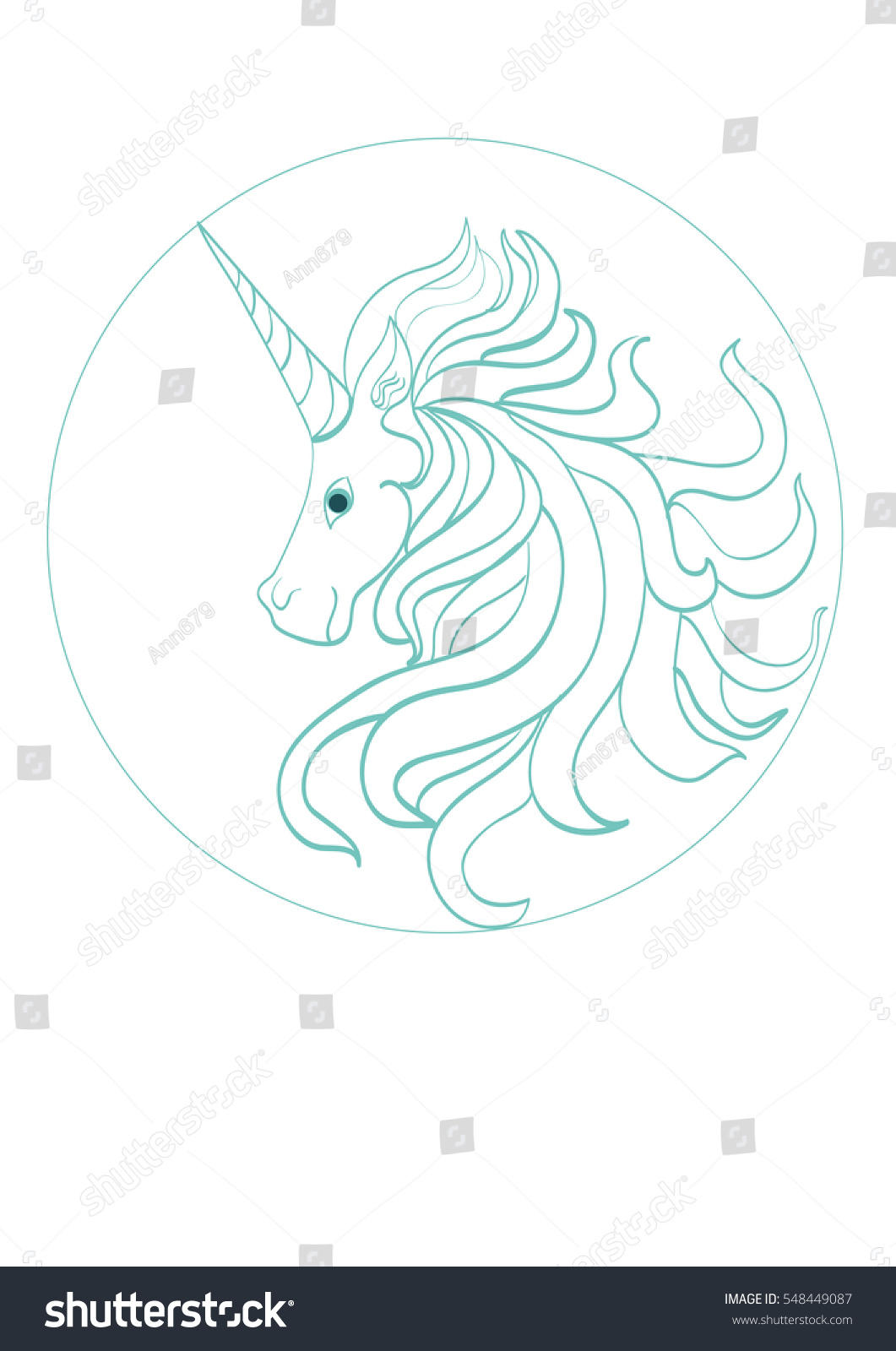 Unicorn Line Drawing Stock Vector (Royalty Free) 548449087