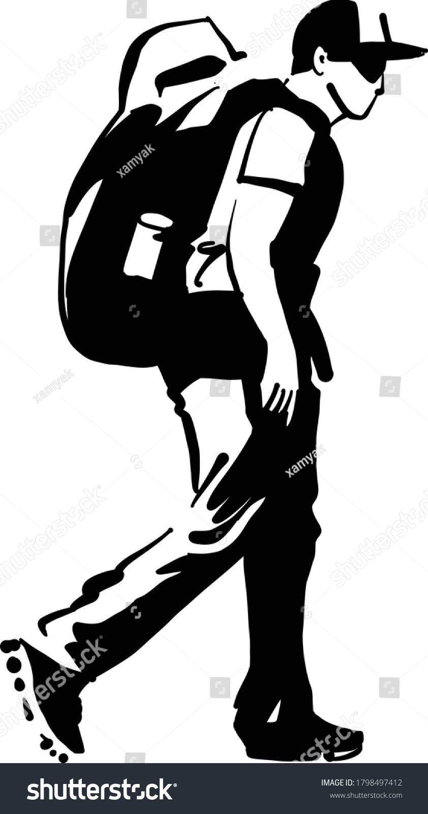 Vector Silhouette Illustration Backpacker Stock Vector (Royalty Free ... Vector Silhouette Illustration Backpacker Stock Vector (Royalty Free ...