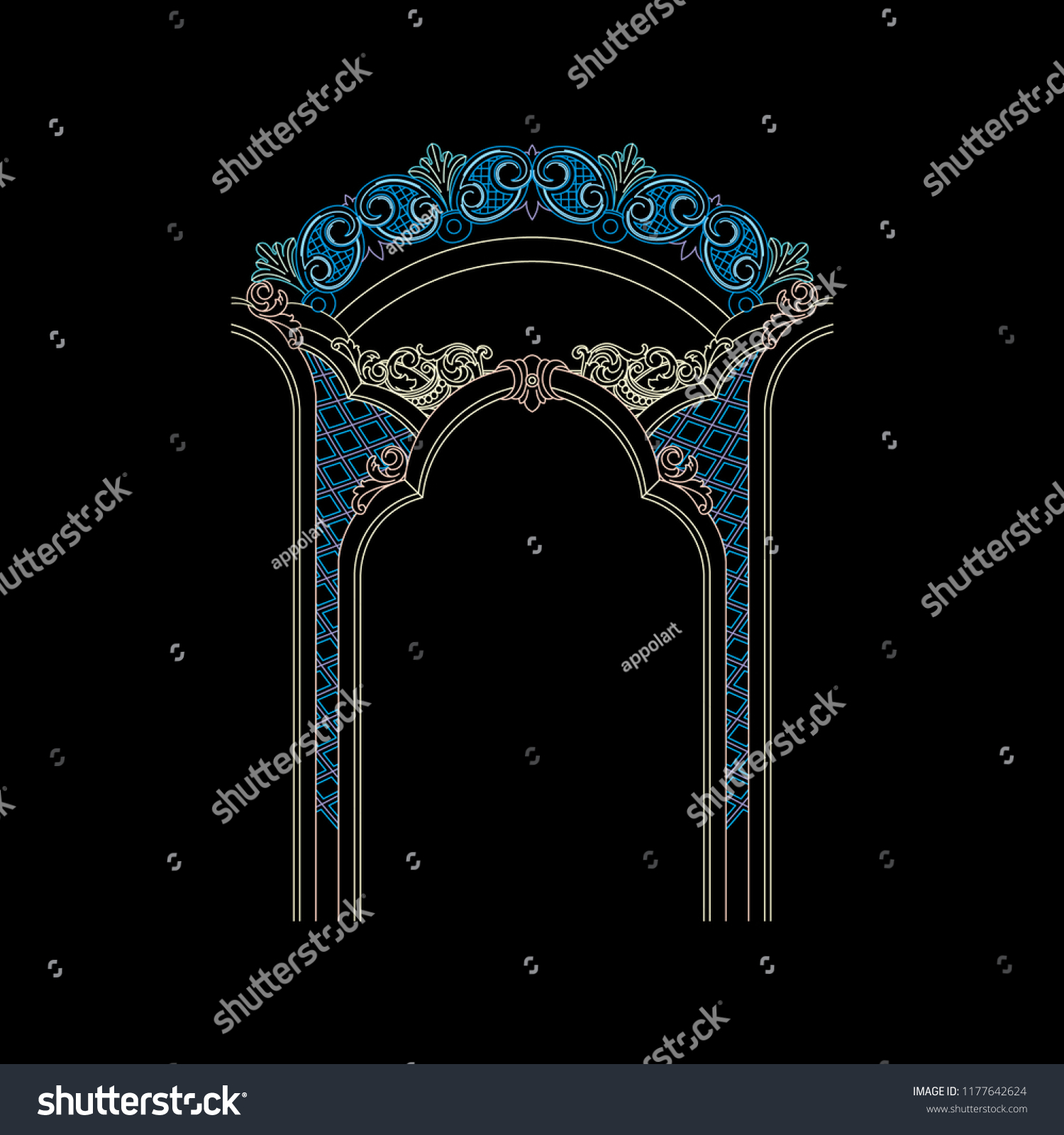 Vintage Arch Vector Stock Vector (Royalty Free) 1177642624