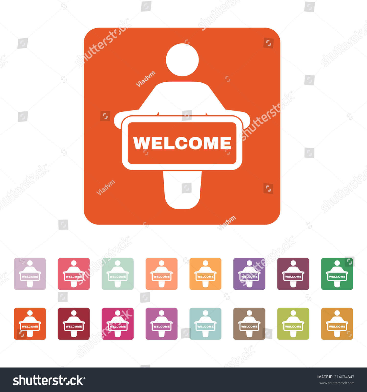 Welcom Icon Invite Symbol Flat Vector: vector de stock (libre de ...