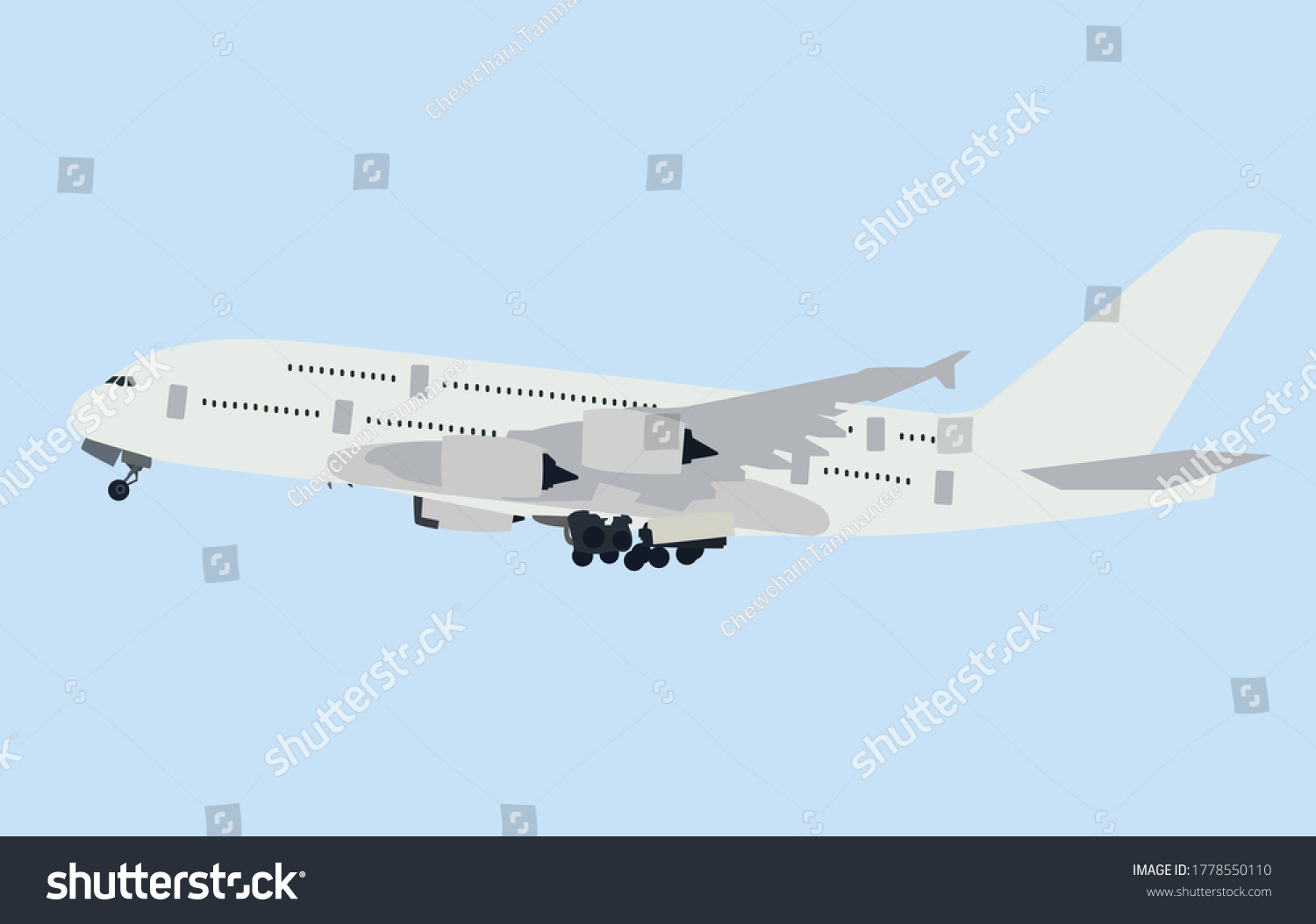 White Plane Vector Image Blue Background Stock Vector (Royalty Free ...