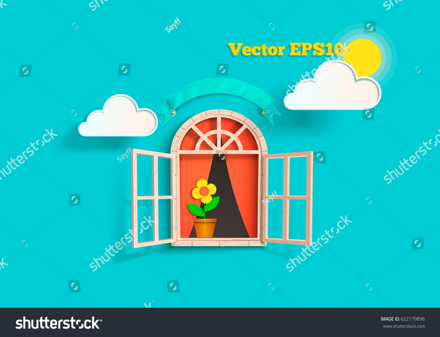 Window Clouds Stock Vector (Royalty Free) 622179896