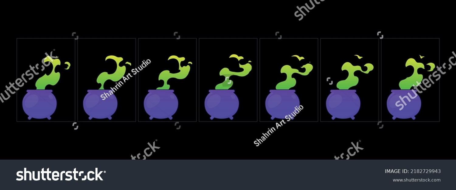 Witchs Cauldron Potion Smoke Explosion Sequence Stock Vector (Royalty ...