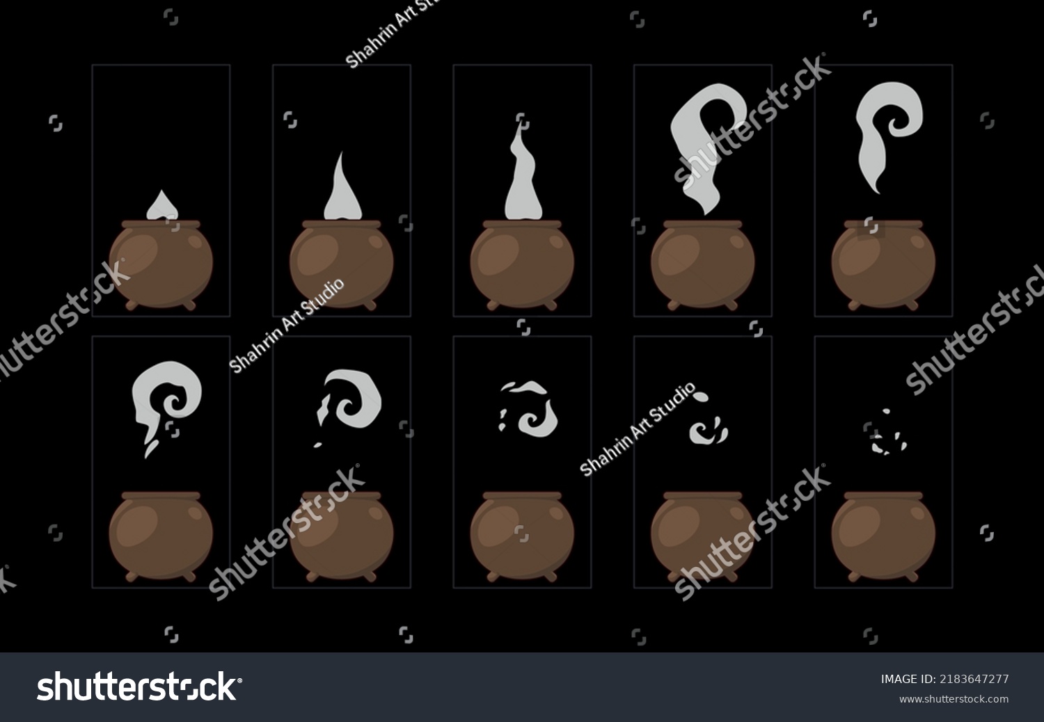 Witchs Cauldron Potion Smoke Explosion Sequence Stock Vector (Royalty ...
