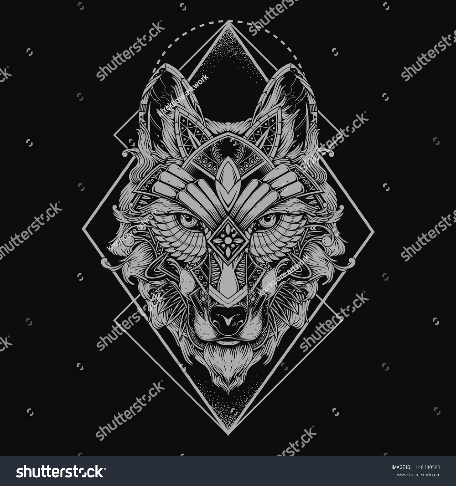 Wolf Tattoo Style Stock Vector (Royalty Free) 1148440583