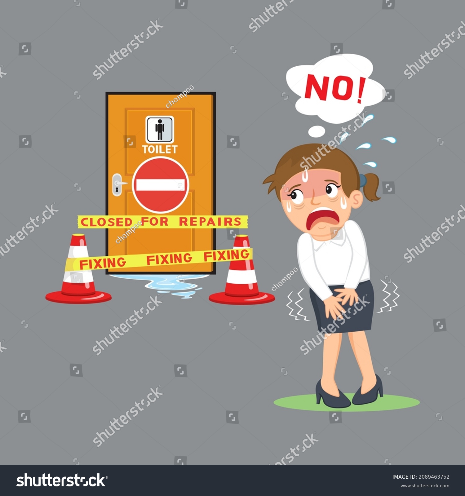 Woman Felt Stomach Ache Front Toilet Stock Vector Royalty Free 2089463752 Shutterstock