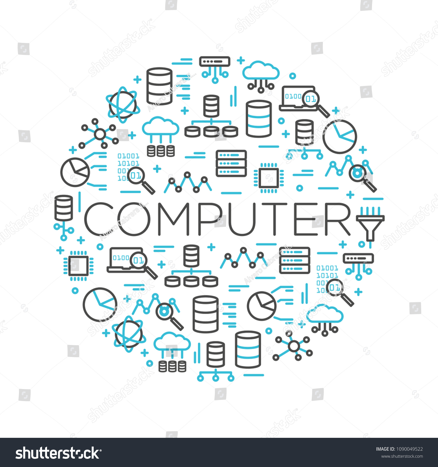 Word Computer Surrounded By Icons Cloud Stock Vector (Royalty Free ...