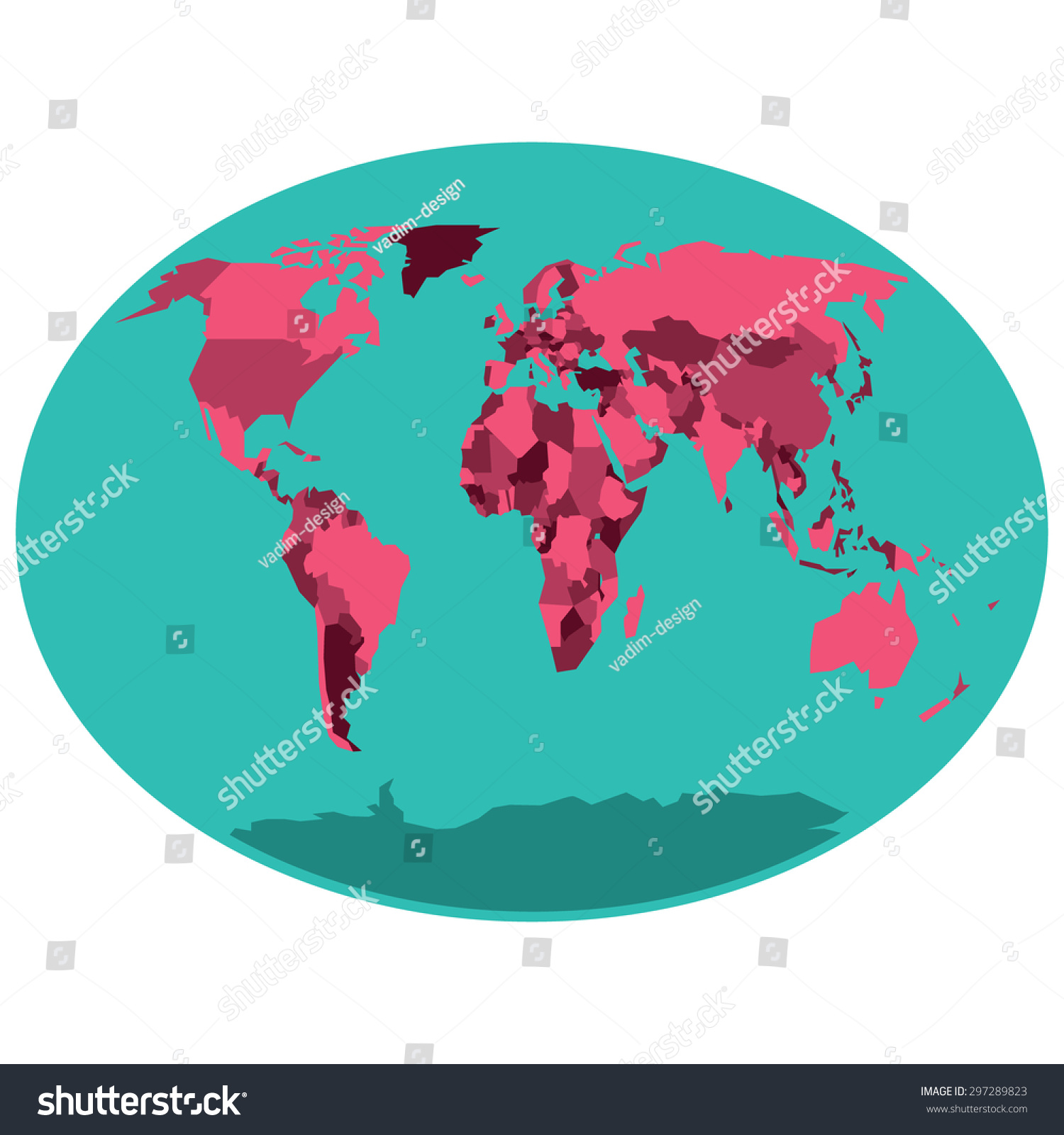 World Map Colored Simplified Stock Vector (Royalty Free) 297289823 ...