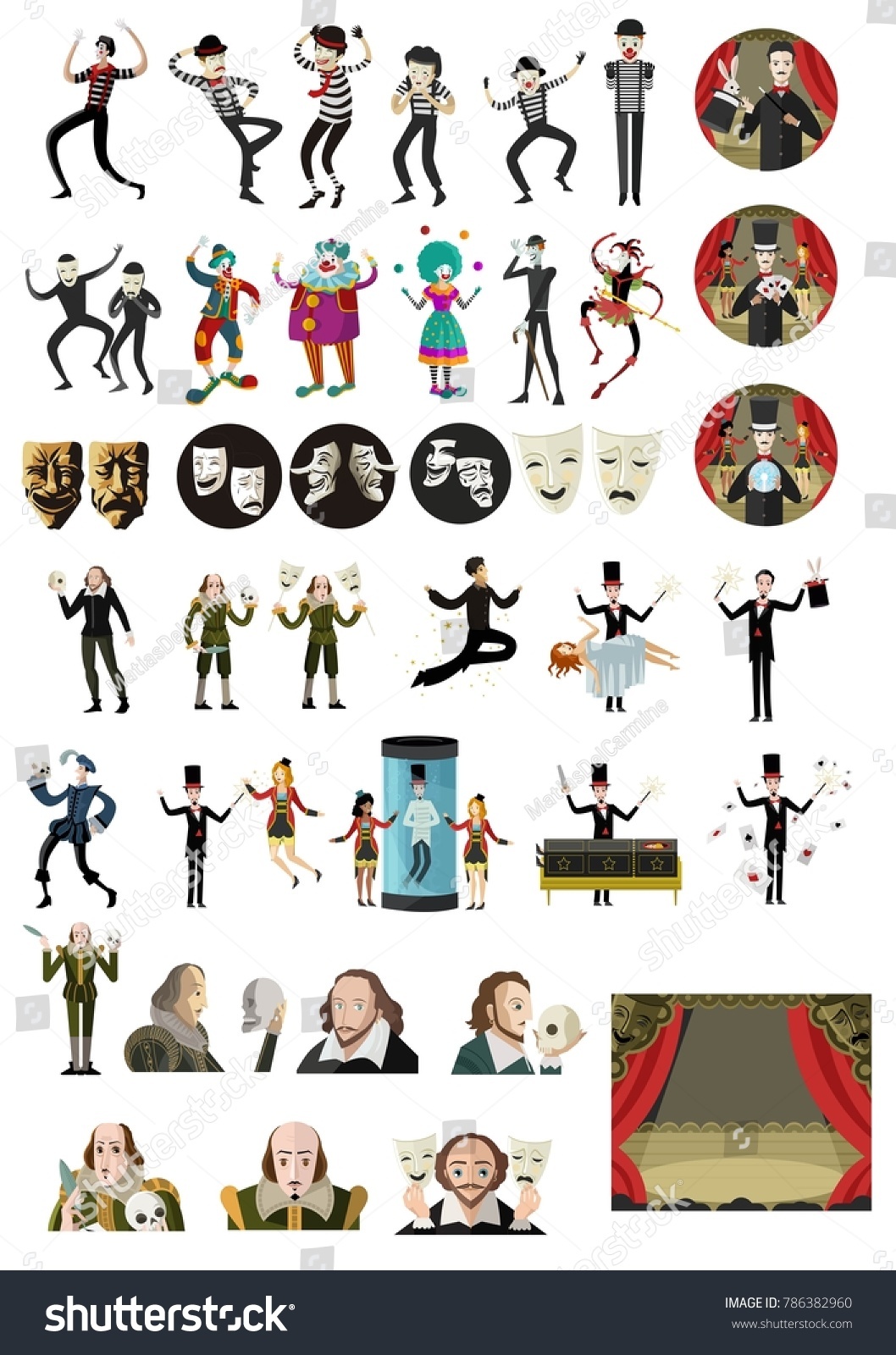 Theater Characters Collection 스톡 벡터(로열티 프리) 786382960 | Shutterstock