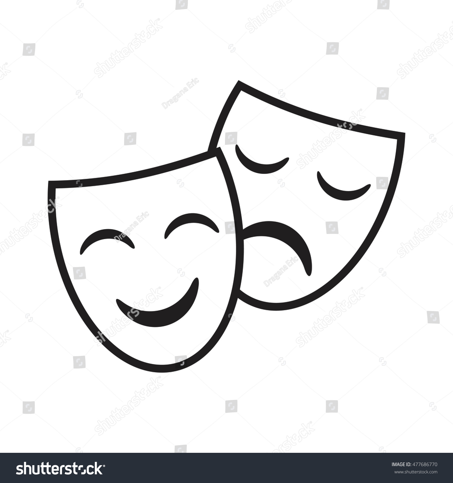 Vektor Stok Theater Masks Vector Art (Tanpa Royalti) 477686770 ...