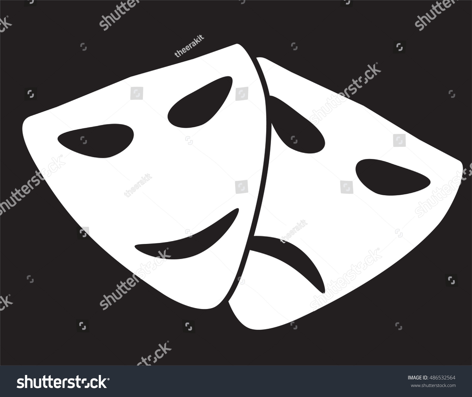 Theater Masks Vector Art Stock Vector (Royalty Free) 486532564 ...