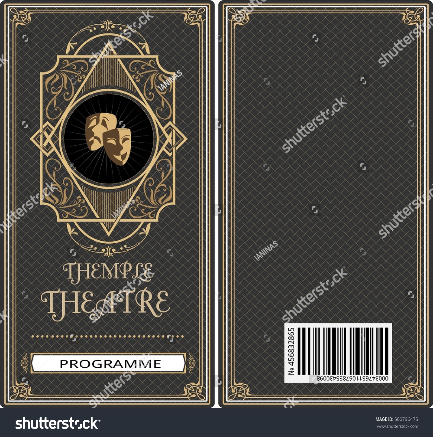 Theater Program Cover Ornament Pattern Masks Stock Vector (Royalty Free ...