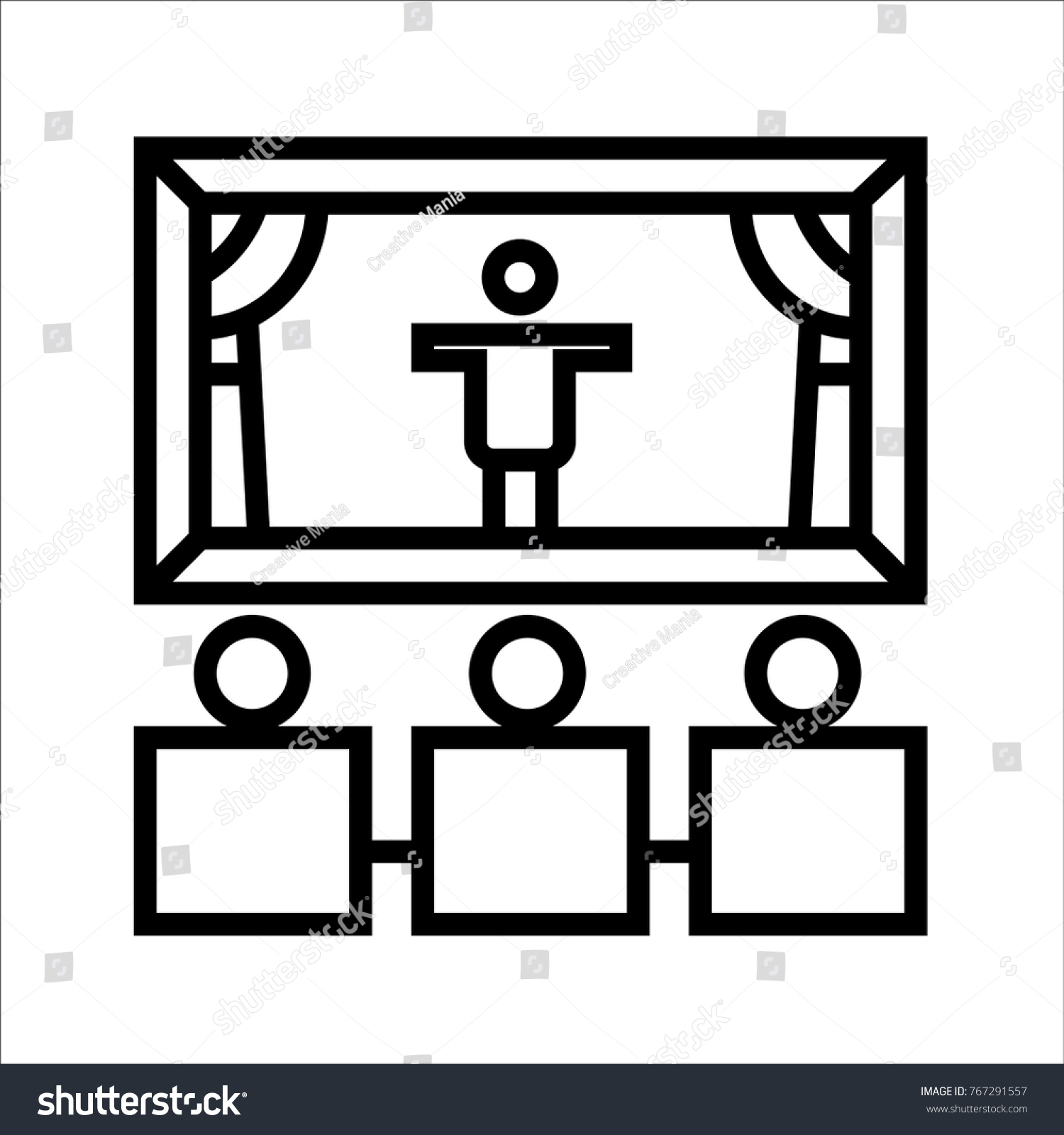 Theater Vector Outline Icon Stock Vector (Royalty Free) 767291557 ...