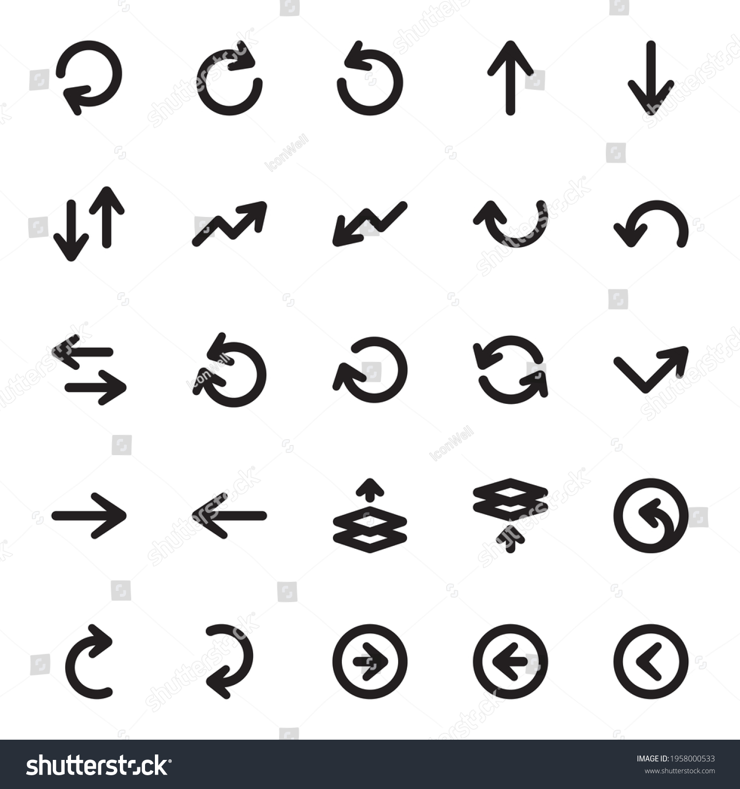 There 25 Vector Arrow Icons Stock Vector (Royalty Free) 1958000533 ...