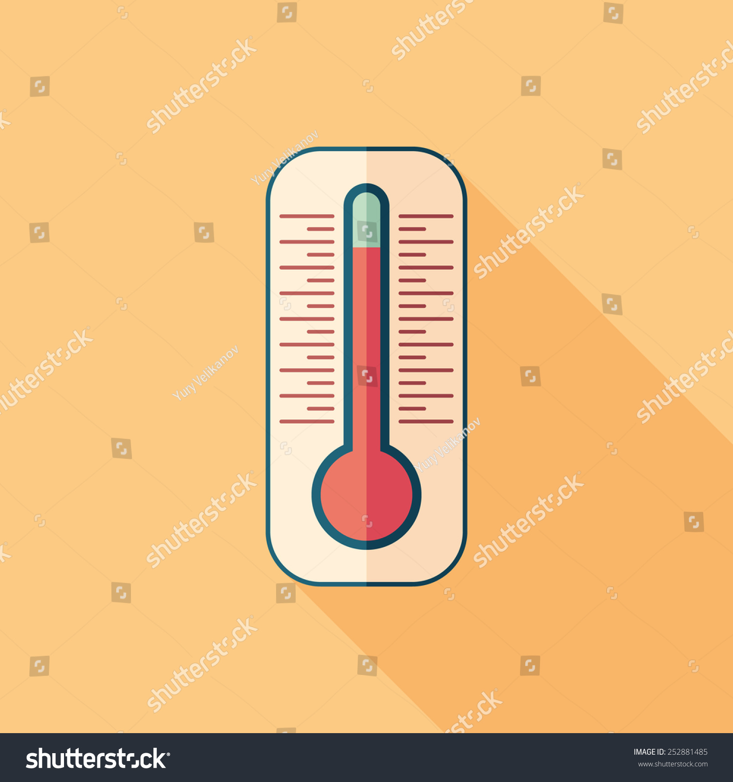 Thermometer Flat Square Icon Long Shadows Stock Vector (Royalty Free ...