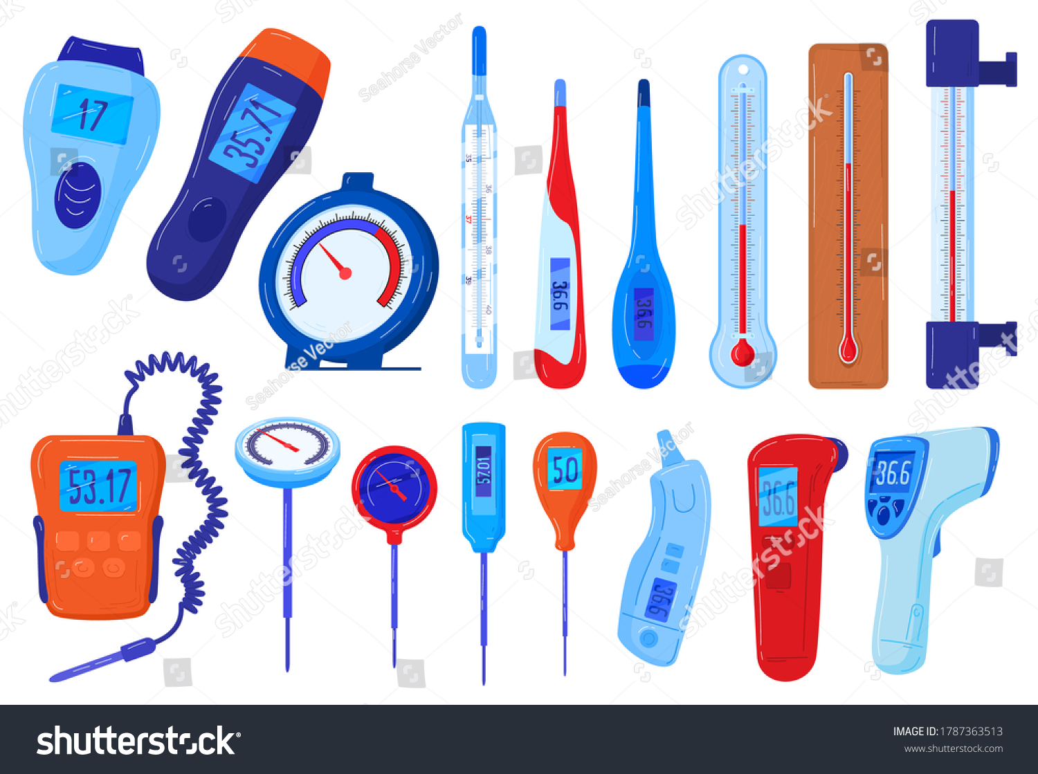 Thermometers Vector Illustration Set Cartoon Flat Stock Vector (Royalty ... Thermometers Vector Illustration Set Cartoon Flat Stock Vector (Royalty ...