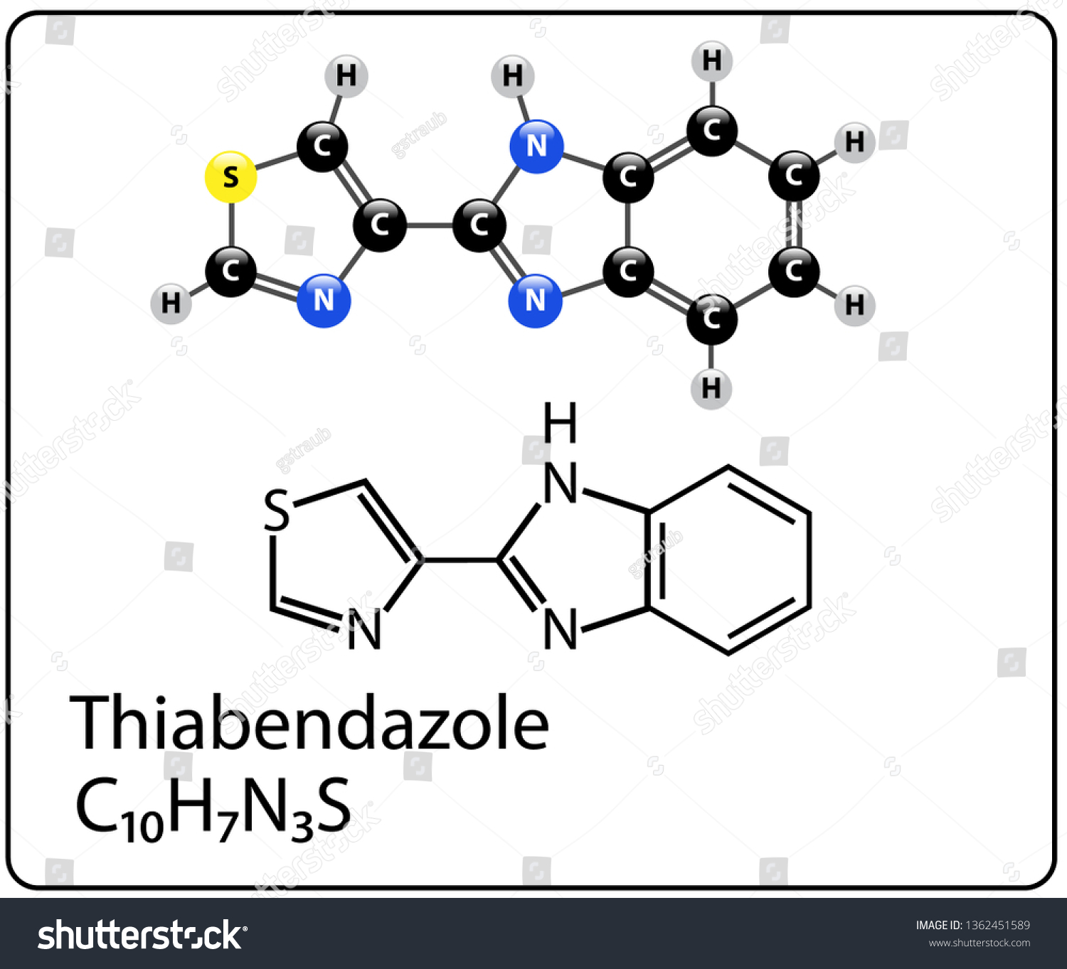 Thiabendazole Molecule Structure Stock Vector (Royalty Free) 1362451589