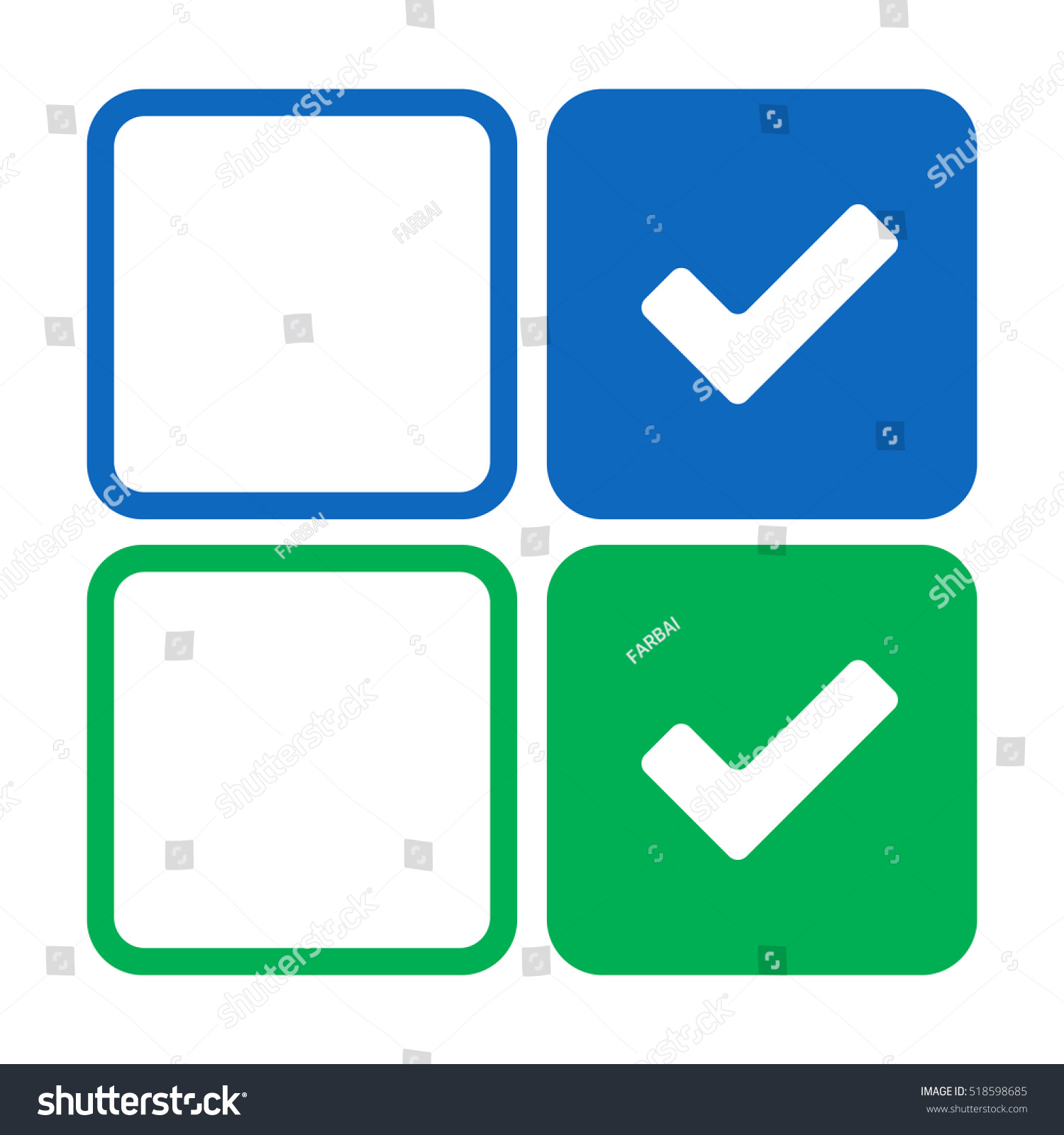 Thick Check Mark Icon Set Stock Vector (Royalty Free) 518598685