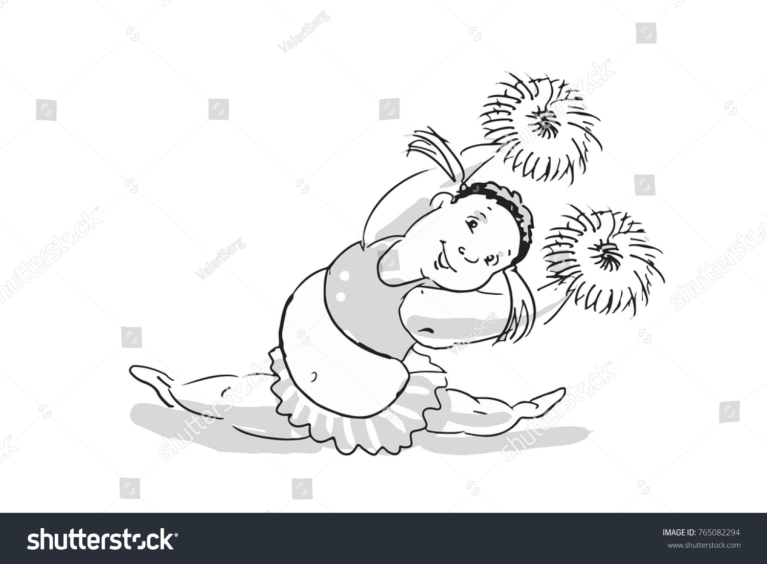 Thick Girl Cheerleader Pompoms Doing Splits เวกเตอร์สต็อก ปลอดค่าลิขสิทธิ์ 765082294