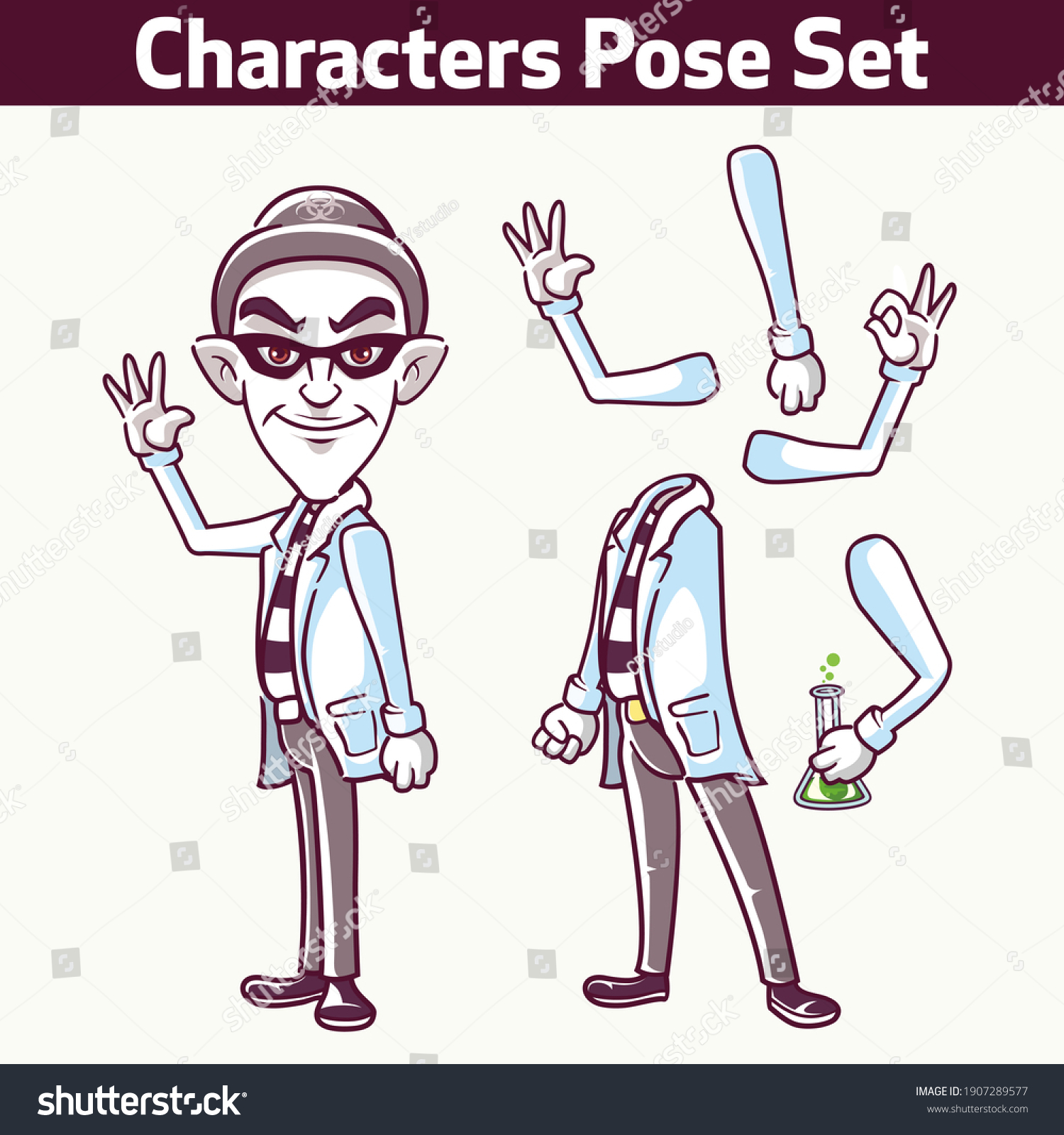 Thief Characters Part Pose Set Stock Vector (Royalty Free) 1907289577 ...