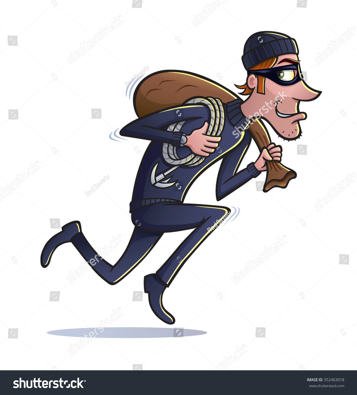 Ladrón corriendo con mucho: vector de stock (libre de regalías ...