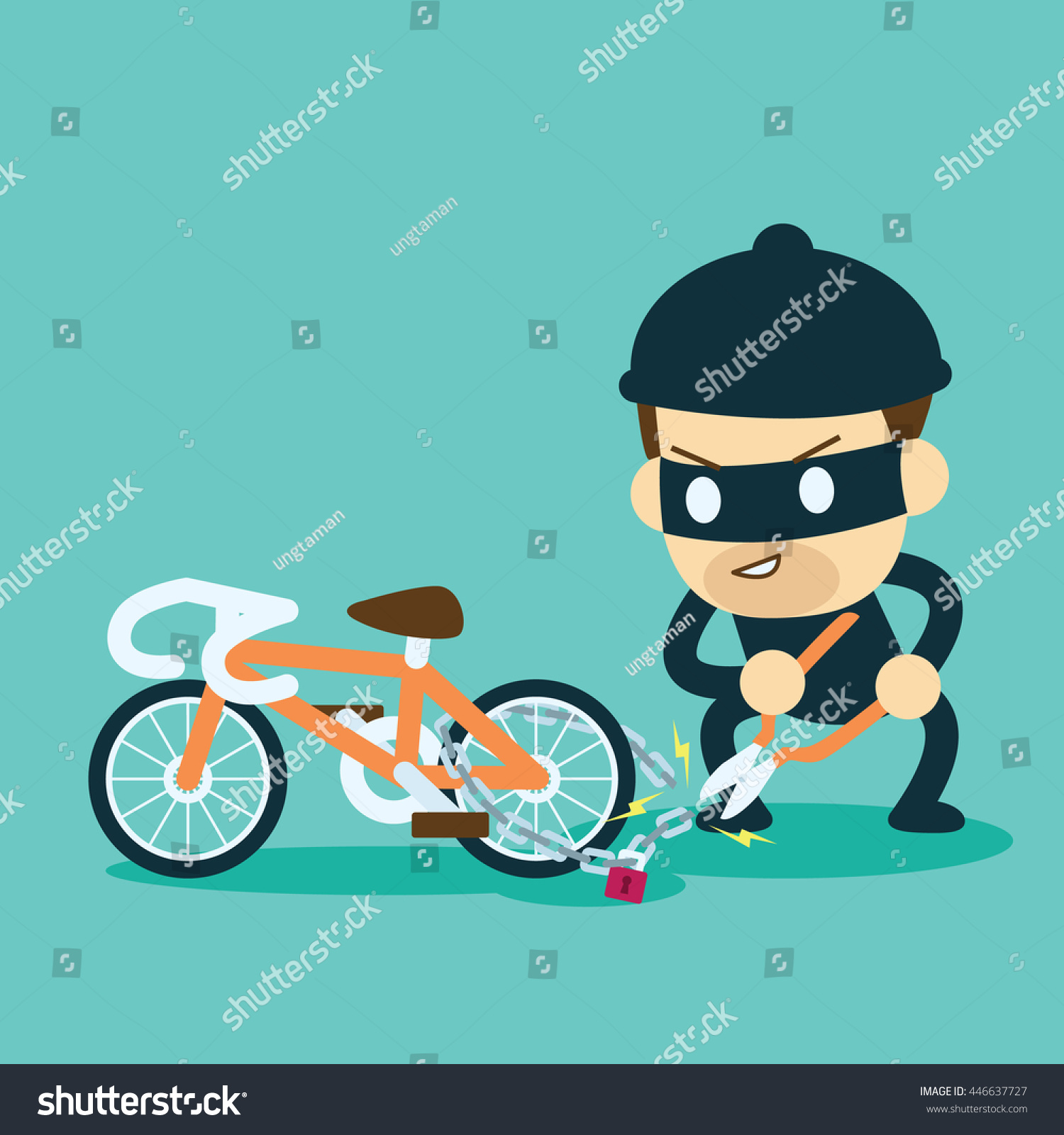 Thief Stealing Bicycle Stock Vector 446637727 - Shutterstock