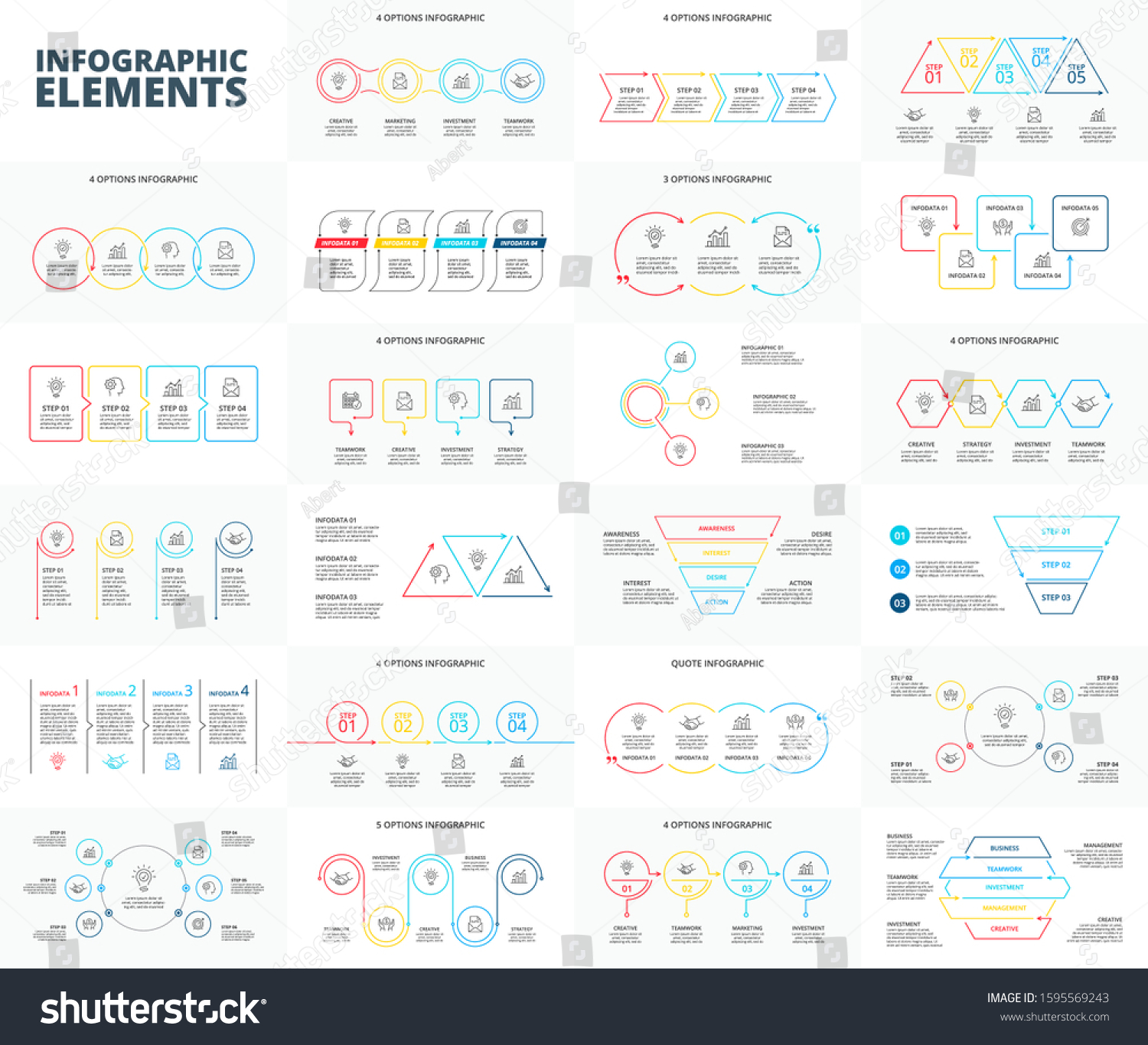 Thin Line Flat Elements Set Infographic Stock Vector (Royalty Free) 1595569243 | Shutterstock