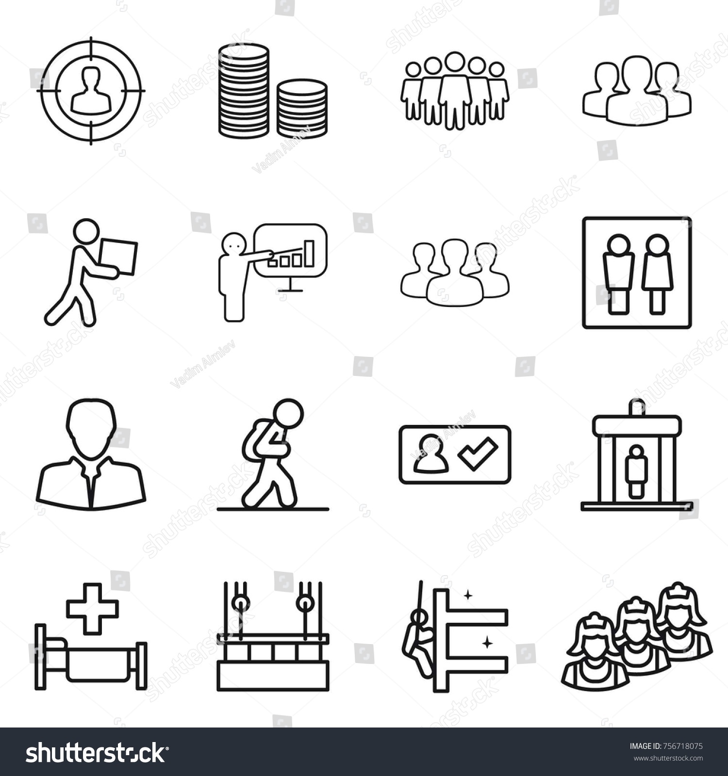 Thin Line Icon Set Target Audience Stock Vector (Royalty Free ...