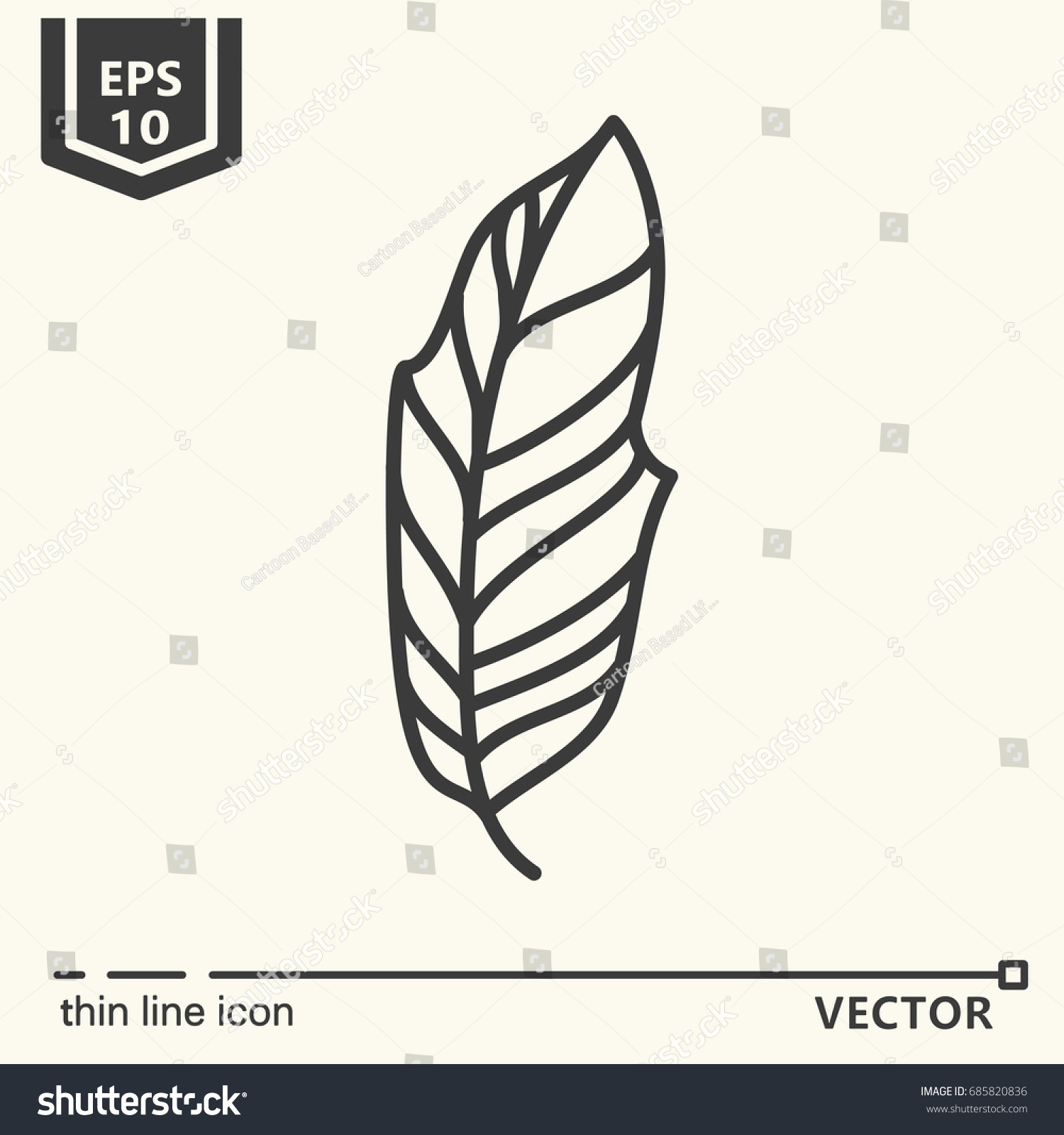 Thin Line Icon Tropical Leaf Eps Stock Vector 685820836 - Shutterstock