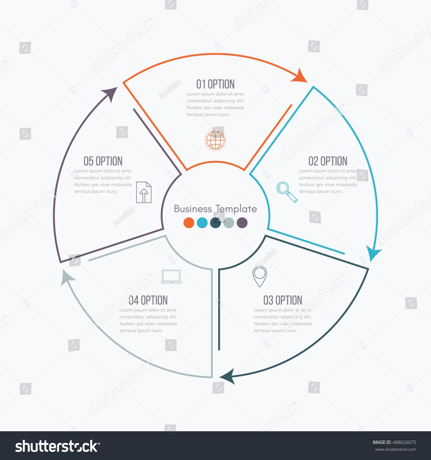 Thin Line Infographic Element Linear Flat Stock Vector (Royalty Free ...