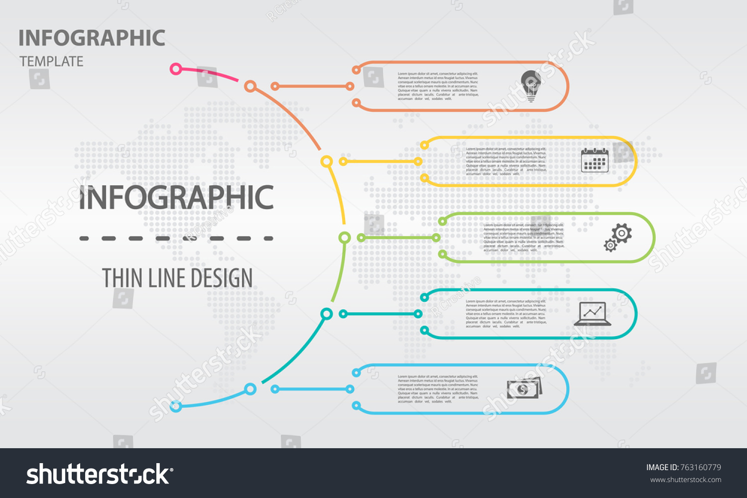 Thin Line Infographics Templete Circle 5 Stock Vector (Royalty Free ...