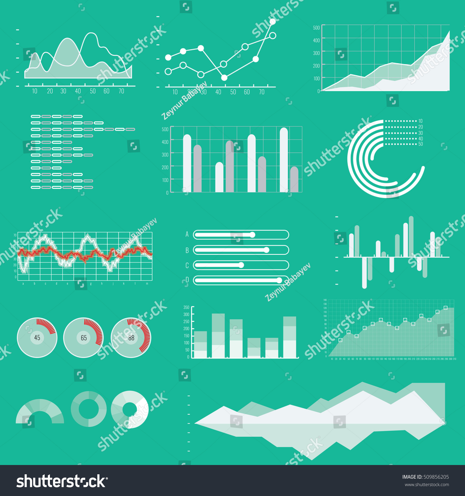 Thin Line Vector Graphs Charts Diagrams Stock Vector (Royalty Free ...