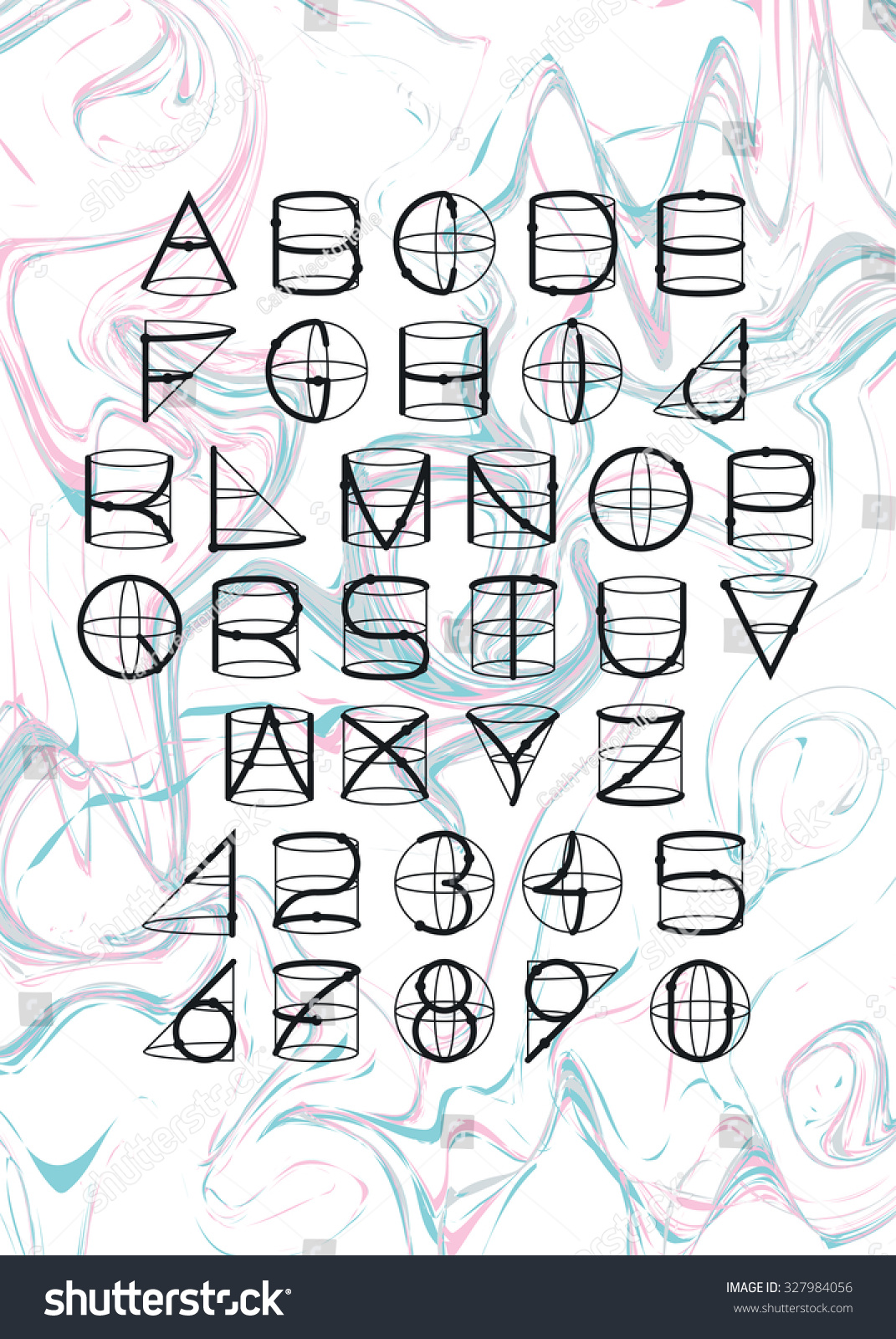 Thin Lined Font Based On Basic: vector de stock (libre de regalías ...