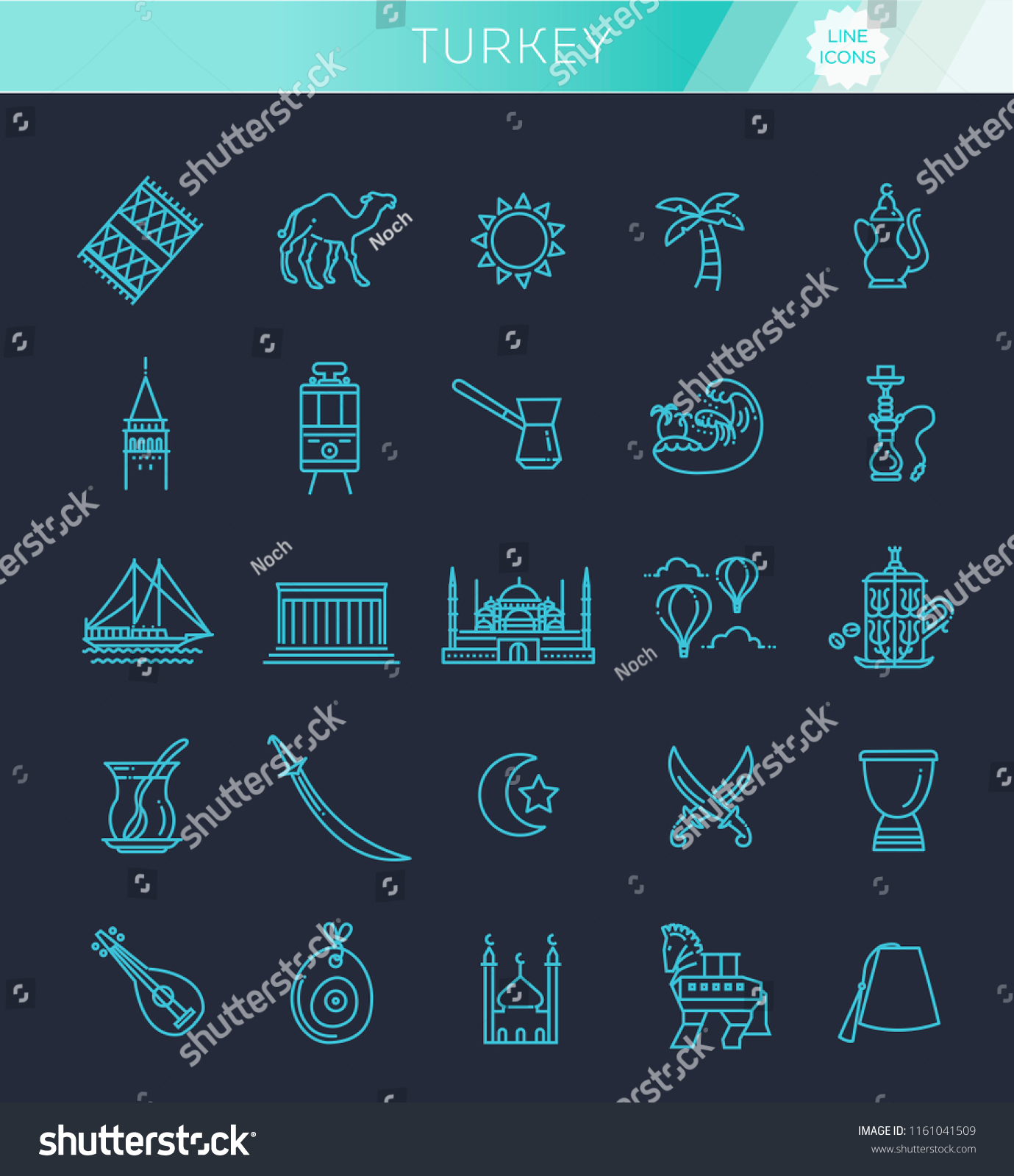 Thin Vector Turkey Symbol Icon Set Stock Vector (Royalty Free ...