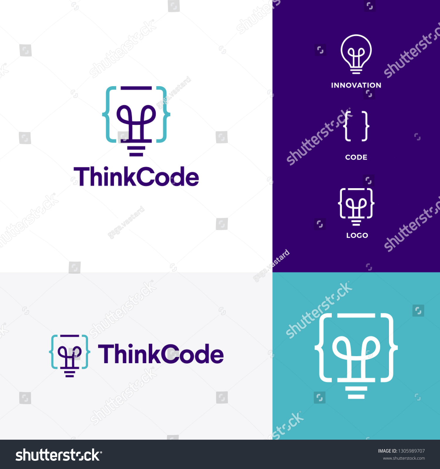Think Code Bulb Innovation Smart Logo Stock Vector (Royalty Free ...