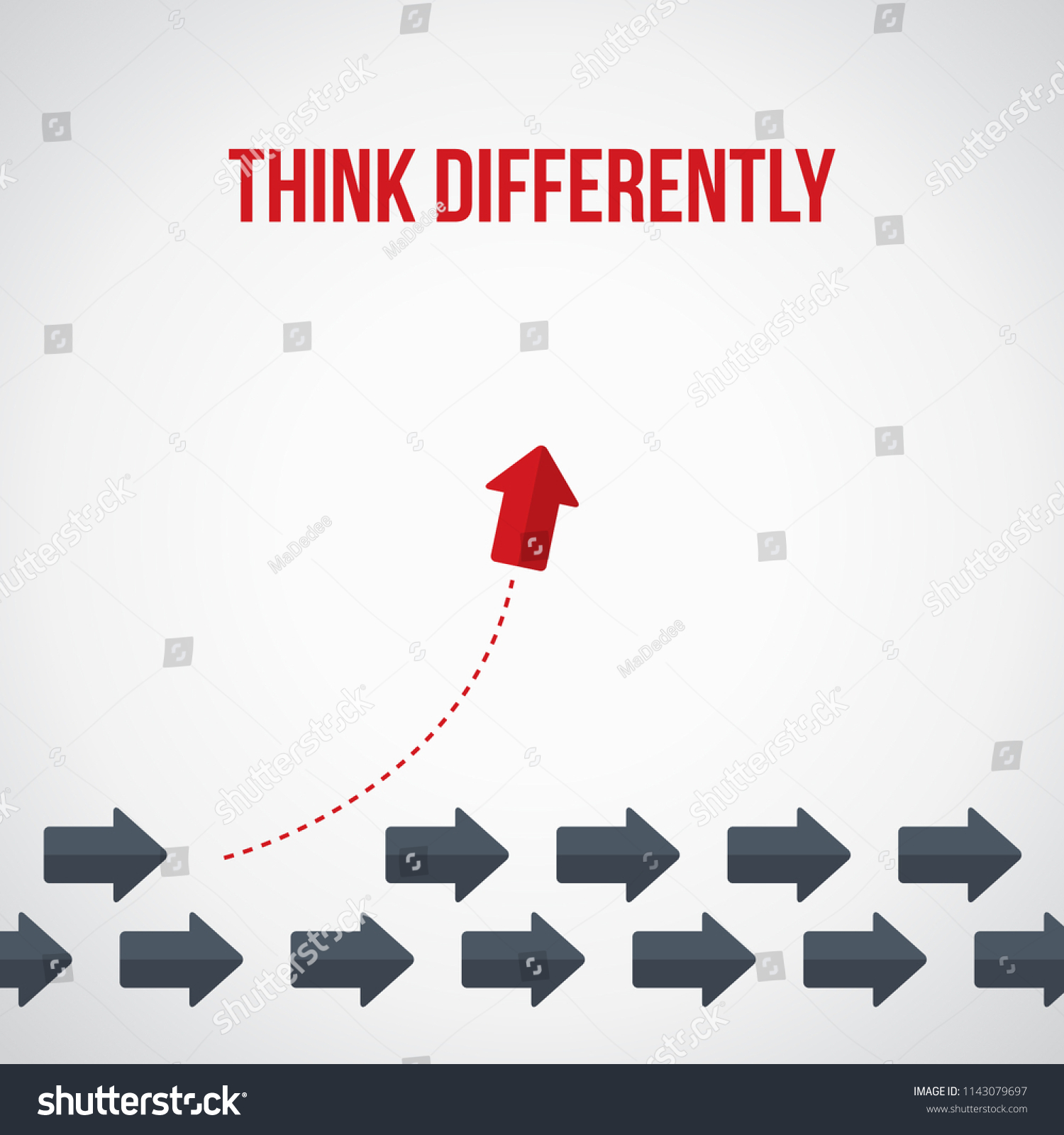 Think Differently Concept Red Arrow Changing Stock Vector (Royalty Free ...