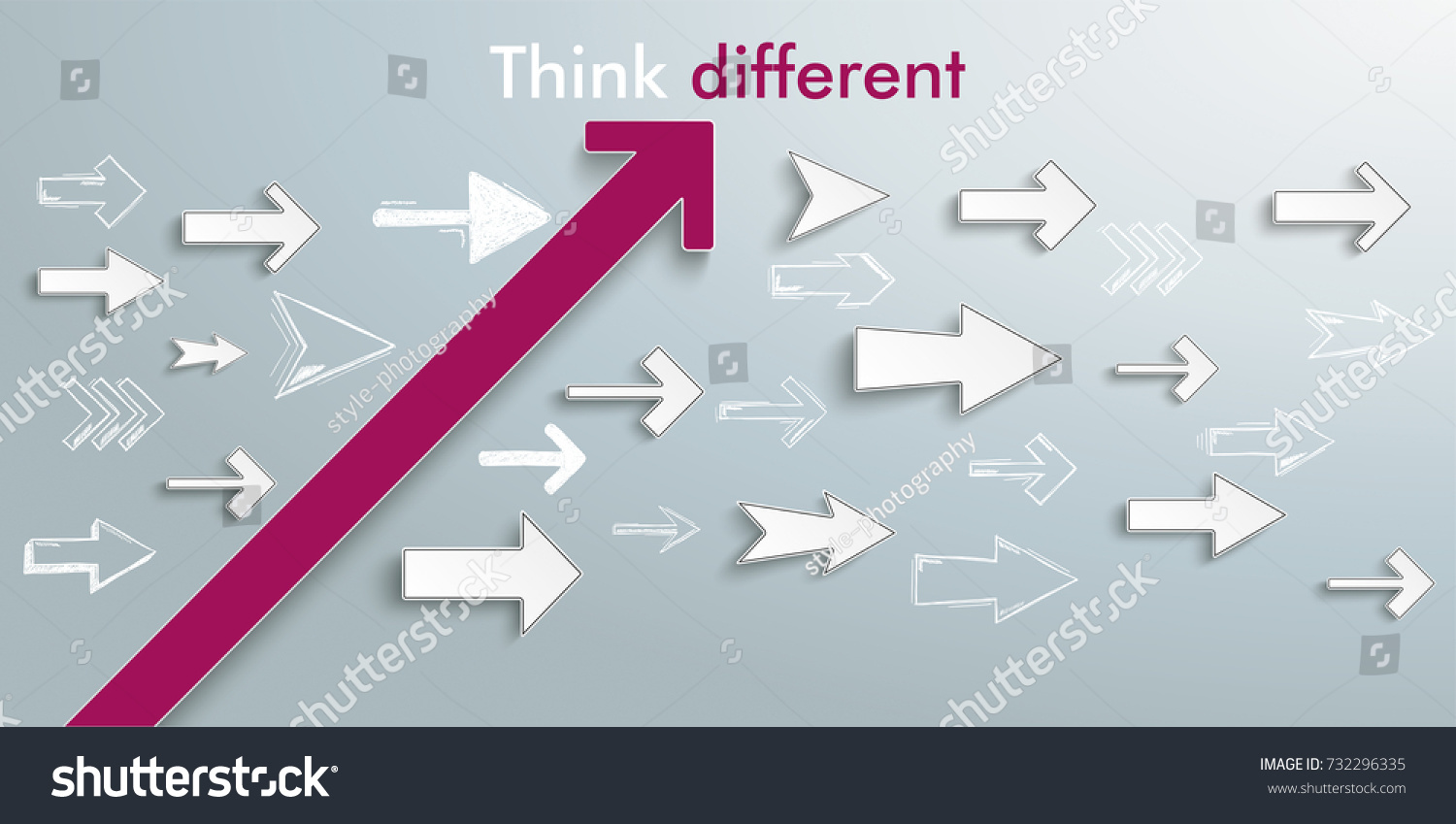 Think Differently Concept Arrows On Gray: vector de stock (libre de ...