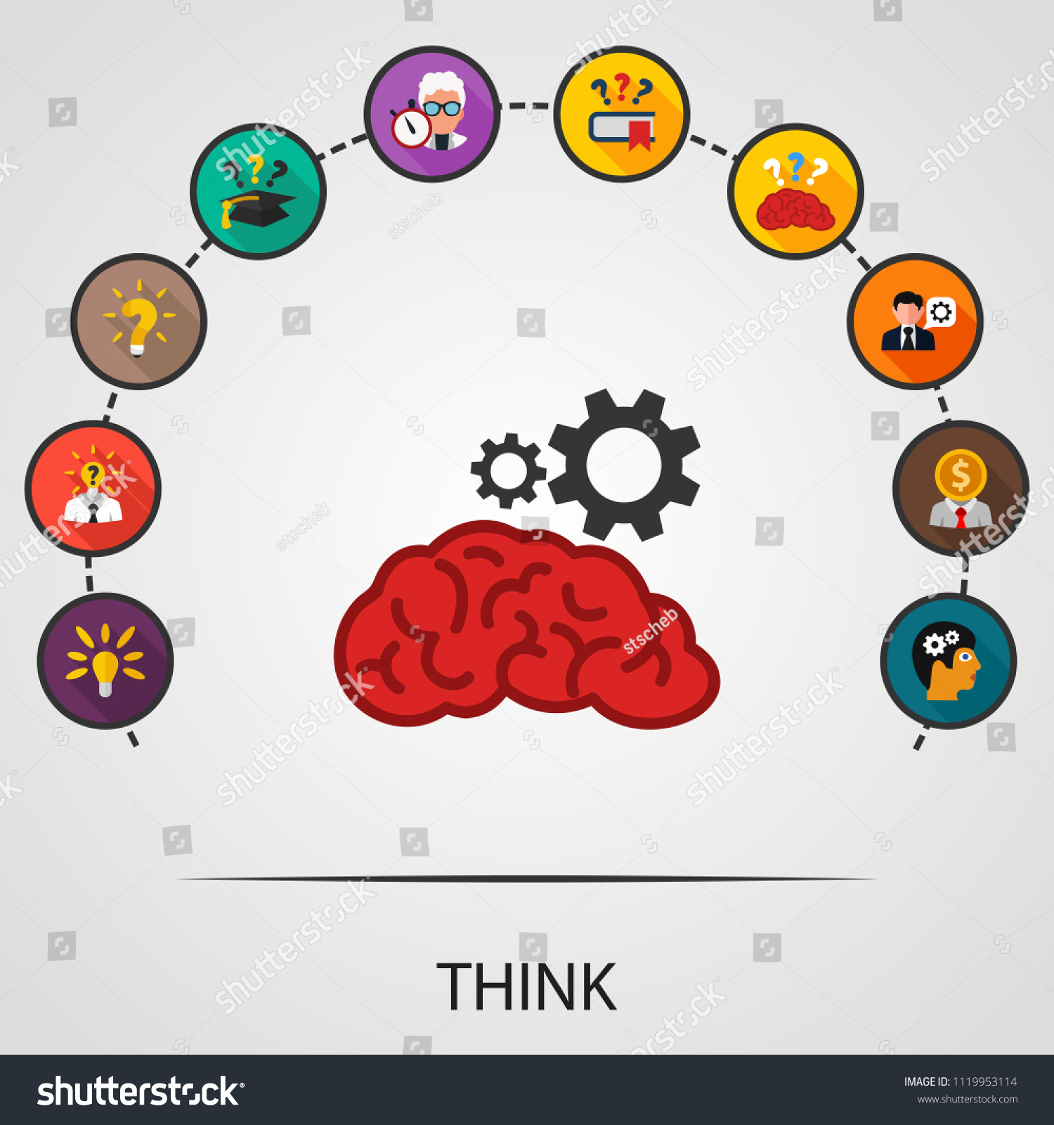 Think Flat Icons Concept Vector Illustration Stock Vector (Royalty Free ...