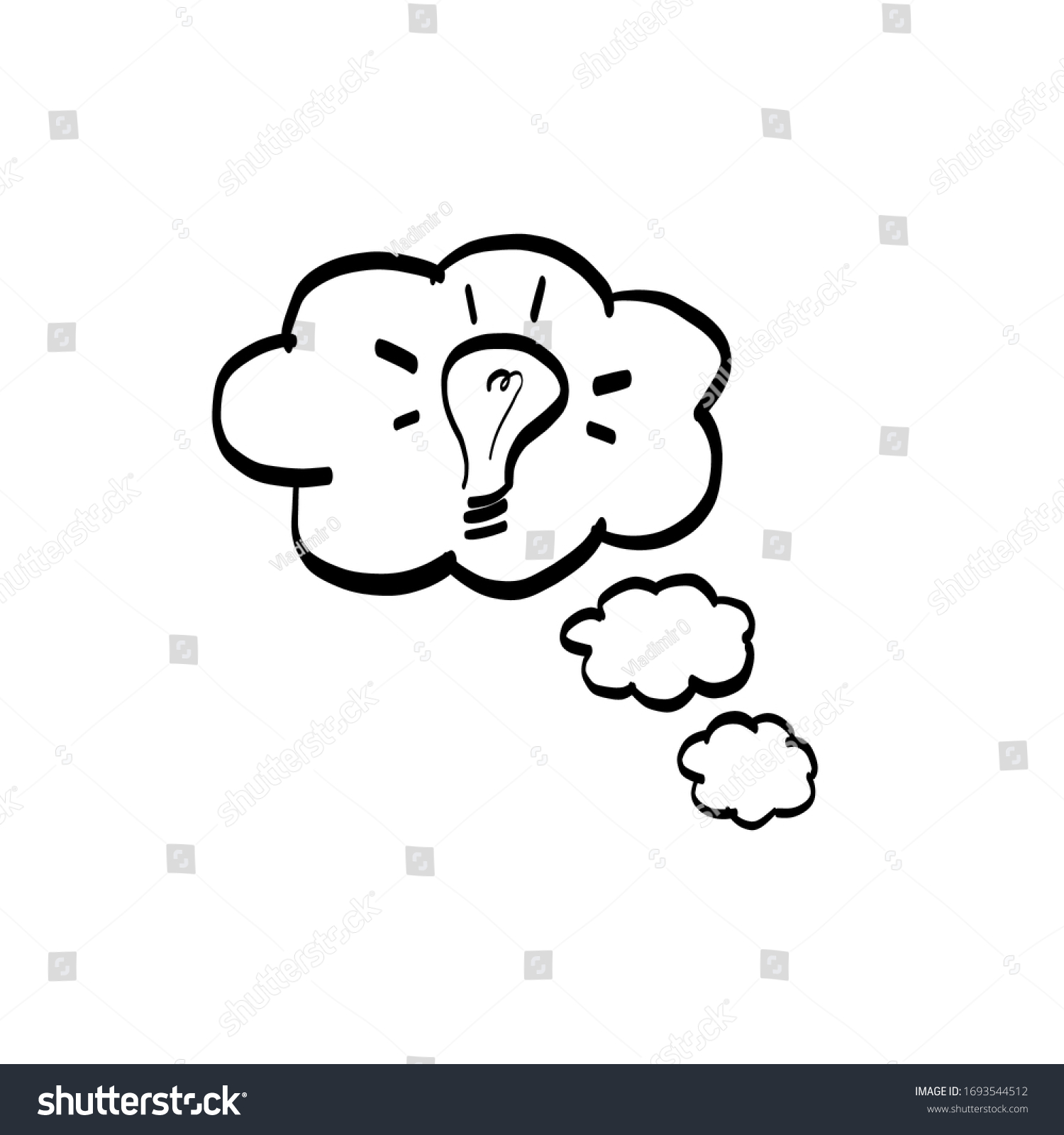 Think Idea Cloud Ink Vector Sketch: เวกเตอร์สต็อก (ปลอดค่าลิขสิทธิ์ ...