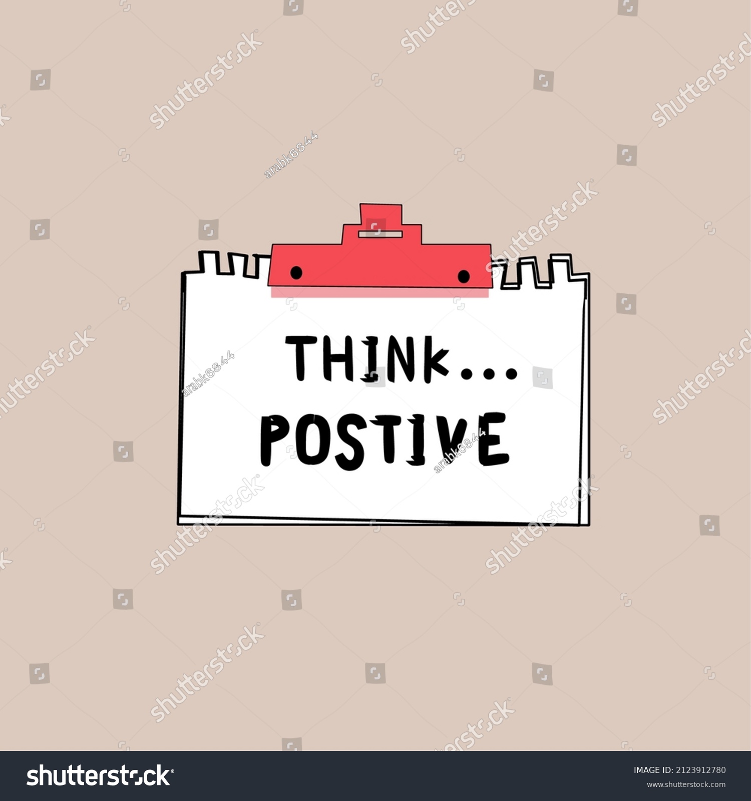 Think Positive Note Paper Vector Illustration Stock Vector (Royalty ...