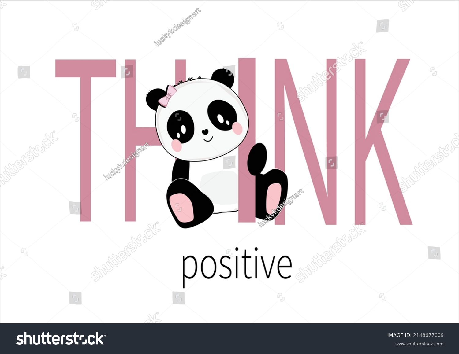 Think Positive Panda Hand Drawn Stock Vector (Royalty Free) 2148677009 ...