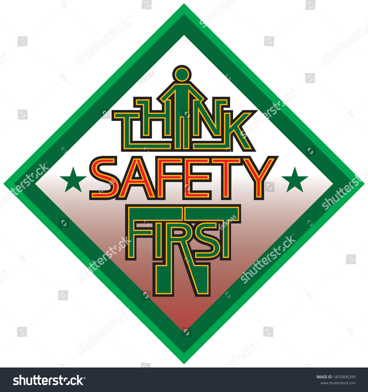 Think Safety First Preventive Warning Text Stock Vector (Royalty Free ...