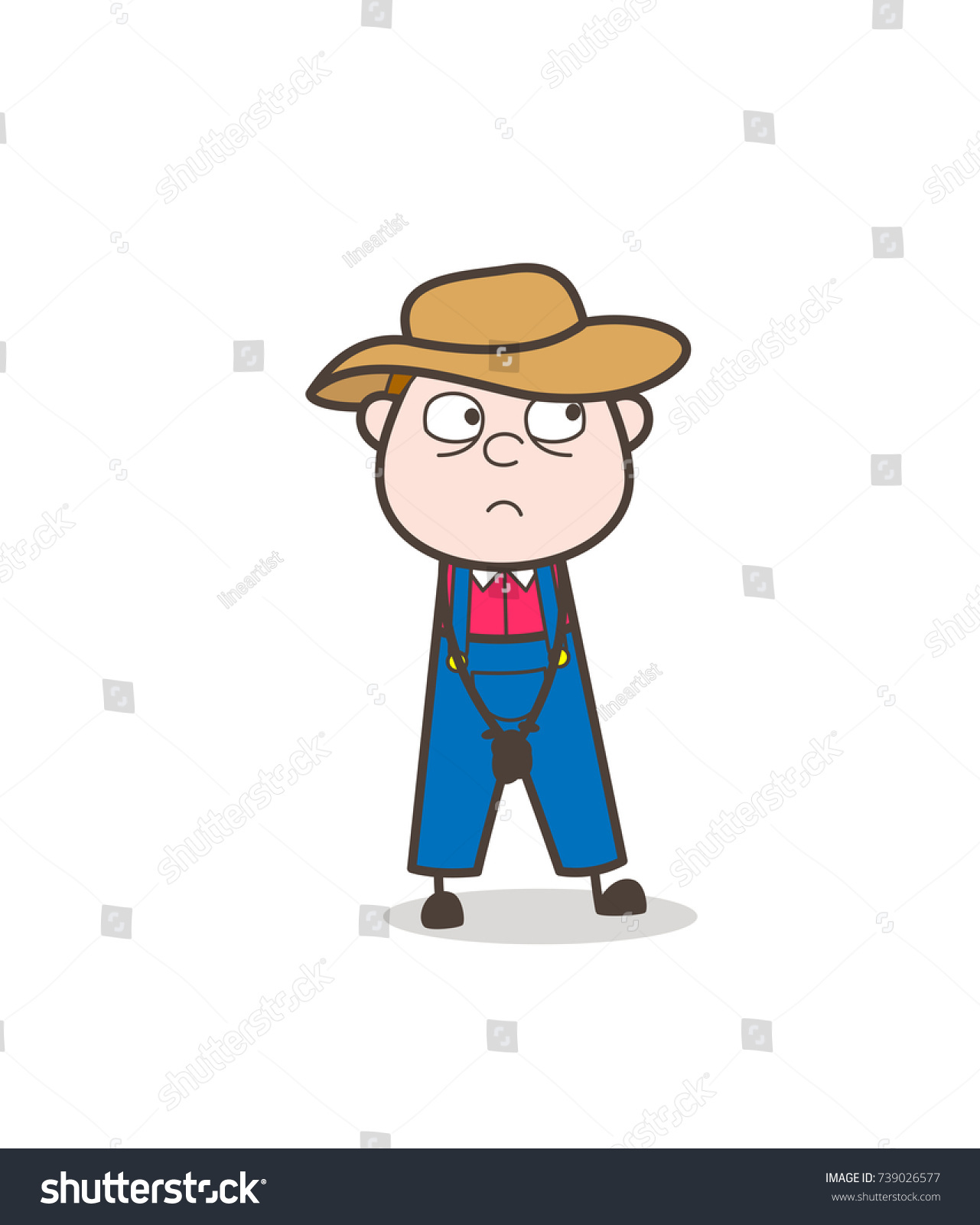 Thinking Cartoon Farmer Boy Face Vector: เวกเตอร์สต็อก (ปลอดค่า ...