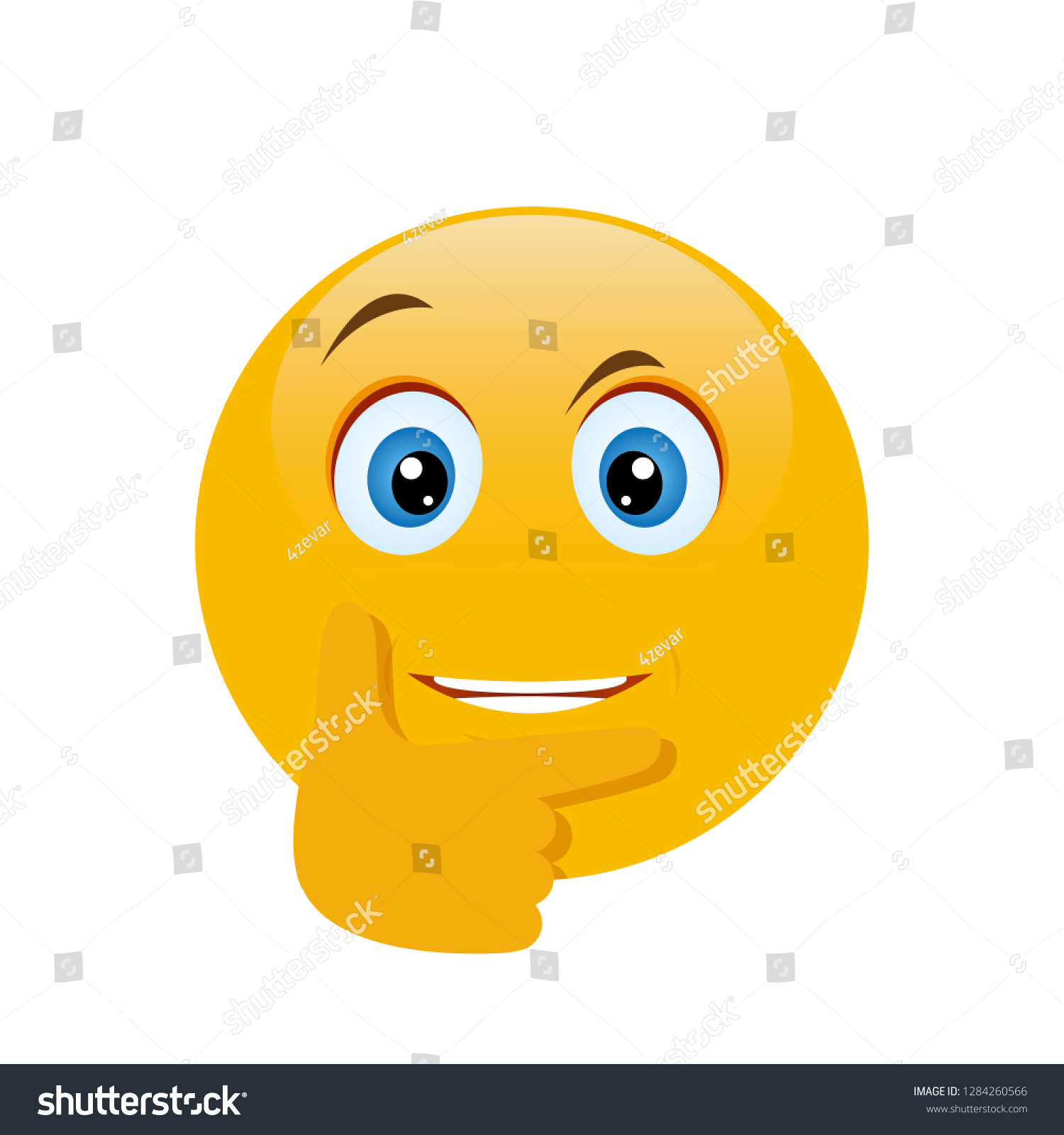Thinking Face Emoji Single Finger Vector: เวกเตอร์สต็อก (ปลอดค่า ...
