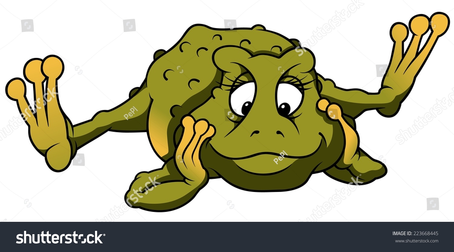 Thinking Frog Binky Colored Cartoon Illustration: vector de stock ...