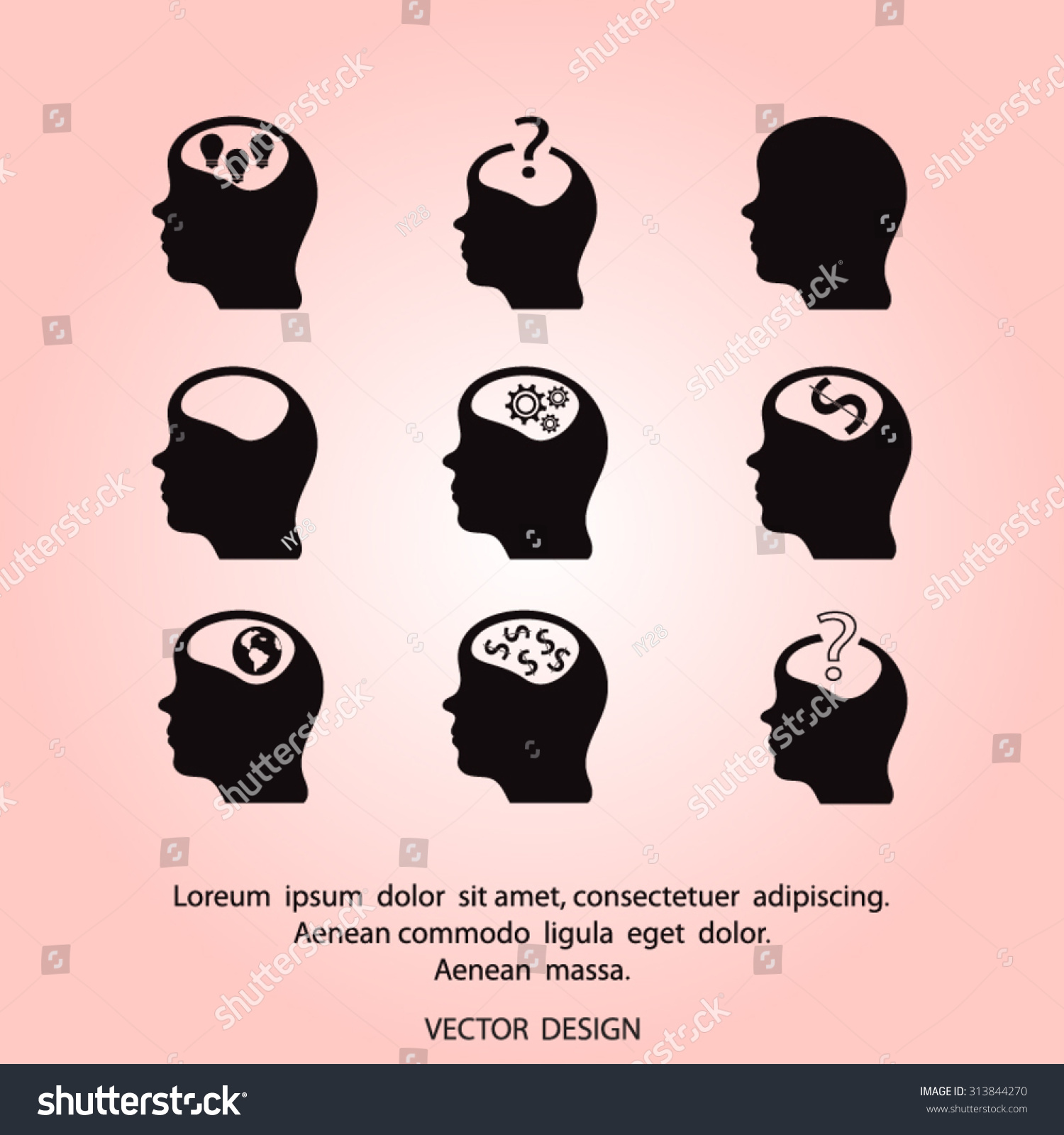 Thinking Heads Icons Stock Vector (Royalty Free) 313844270
