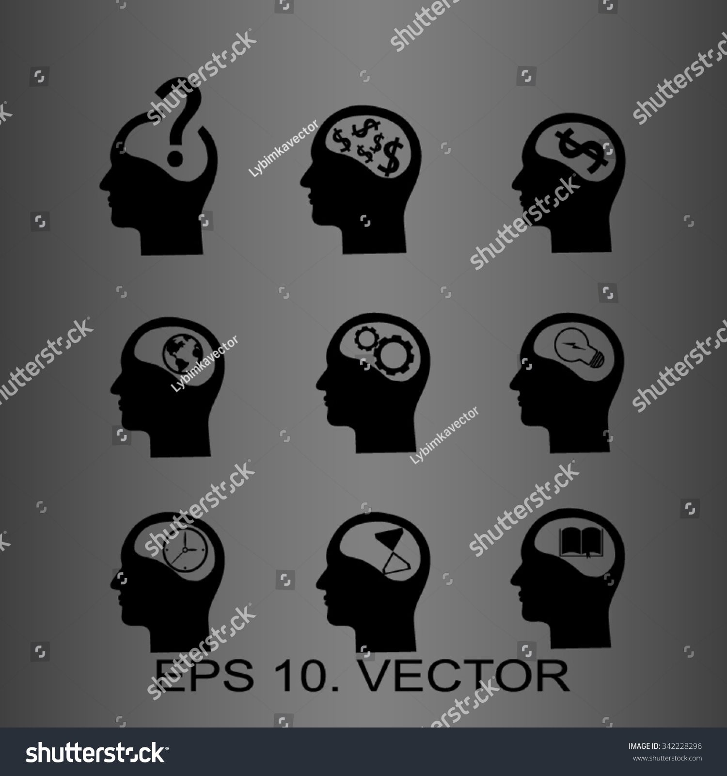 Thinking Heads Icons Stock Vector (Royalty Free) 342228296
