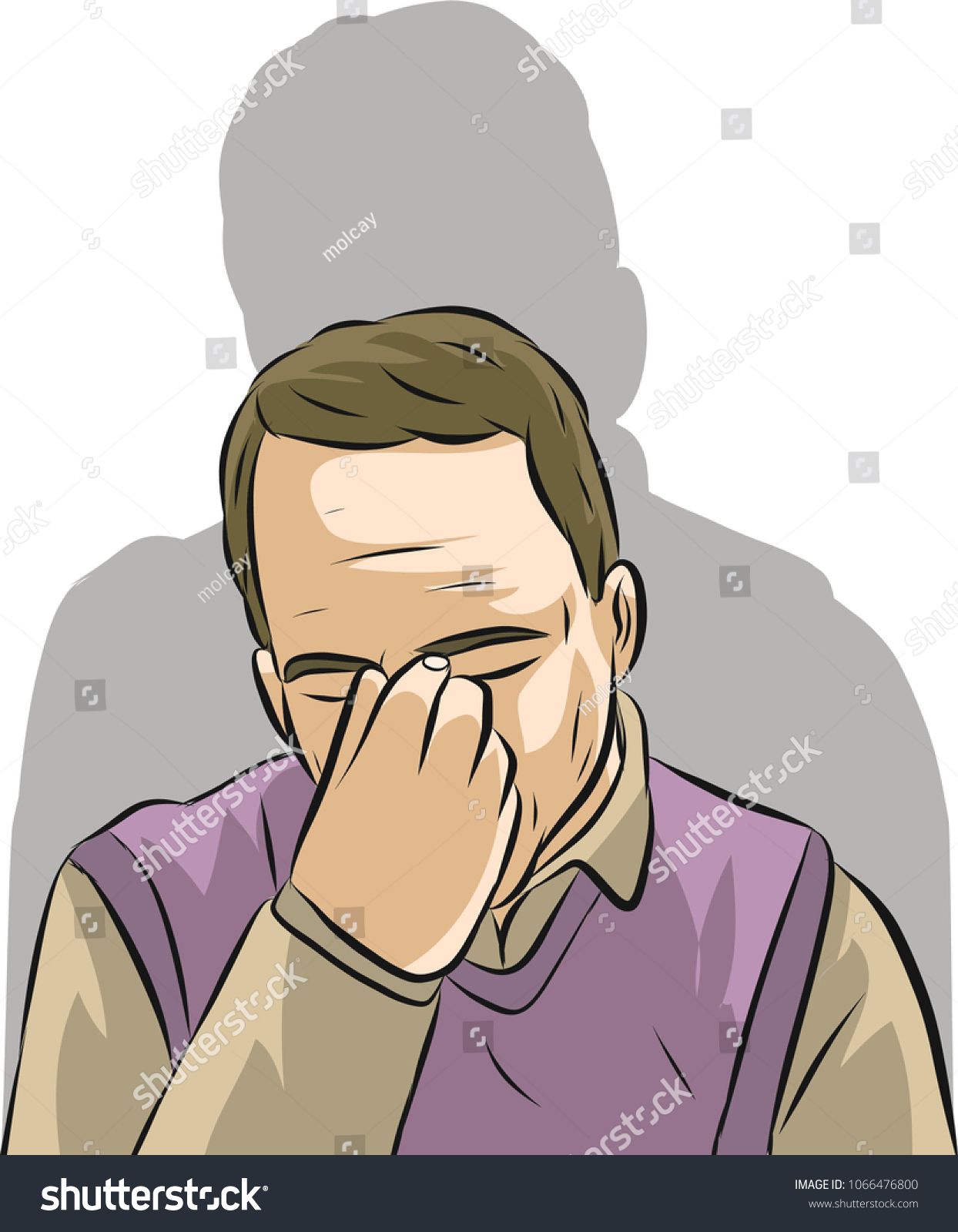 Thinking Man Face Stock Vector (Royalty Free) 1066476800