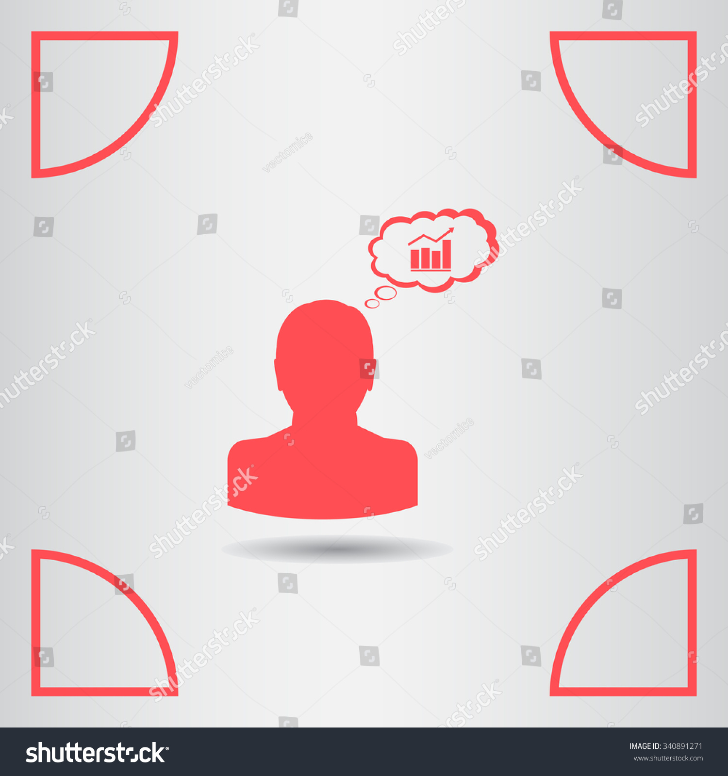 Thinking Man Icon Brain Chart Vector Stock Vector (Royalty Free) 340891271