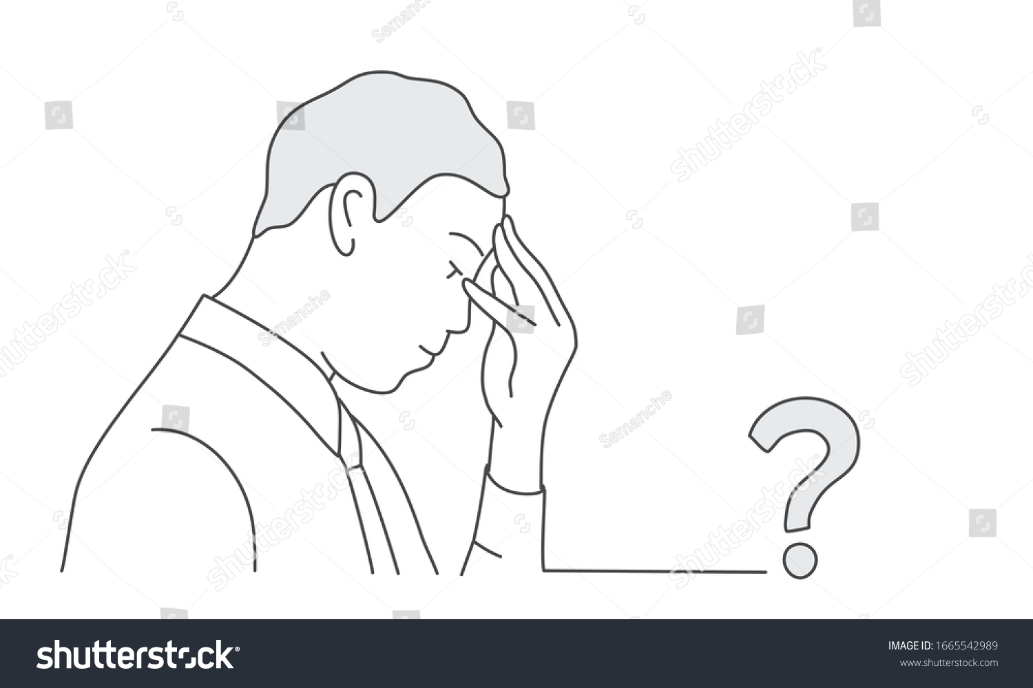 Thinking Man Question Mark Hand Drawn Stock Vector (Royalty Free ...